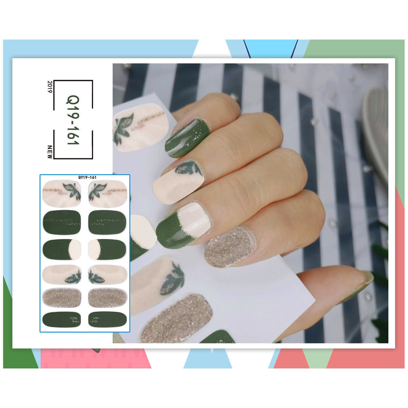 Nail Gel Stickers Lattice Nail Sticker Color Glitter Nail Polish ...