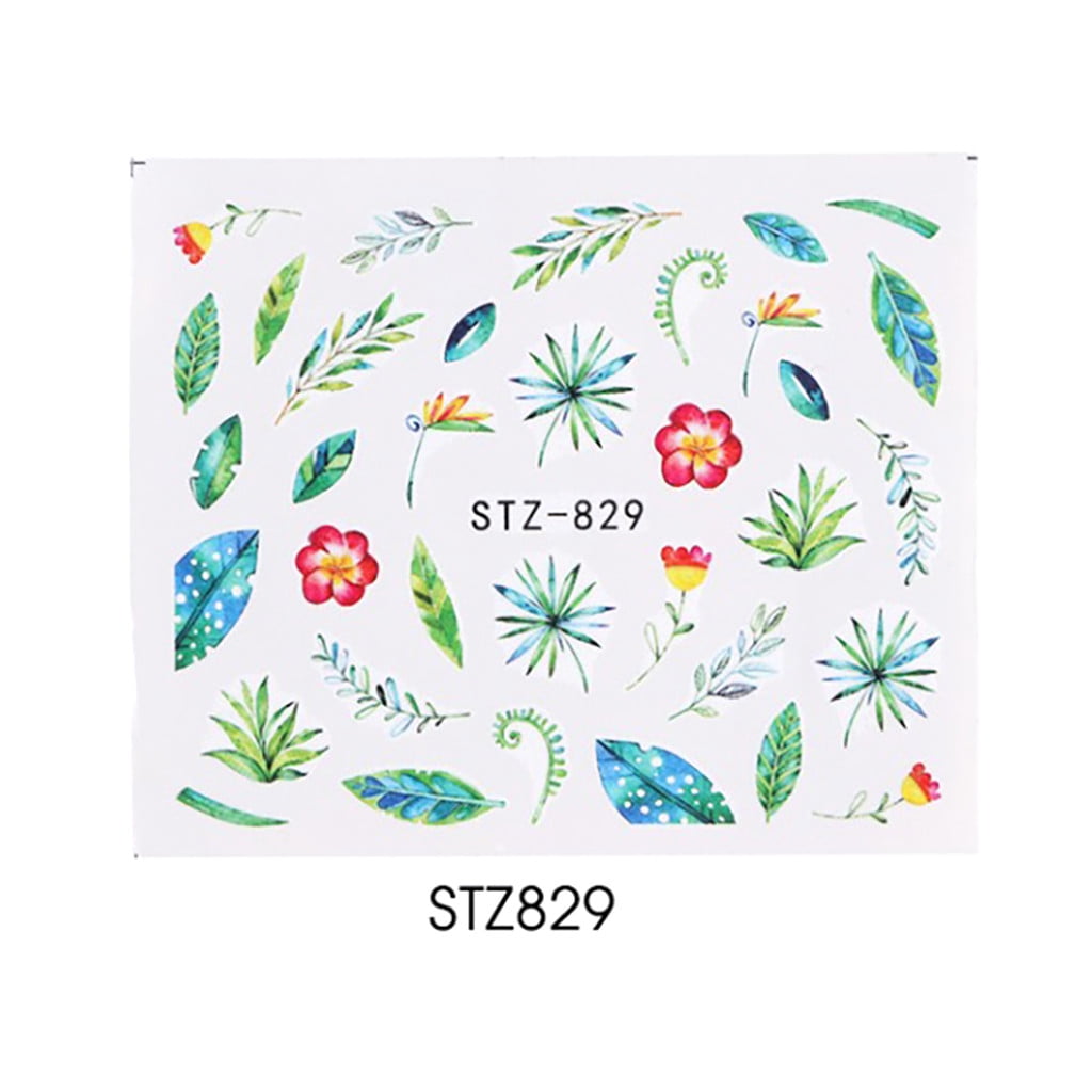 Nail Gel Stickers Water Transfer Sticker Decals Flower Leaf Summer DIY ...