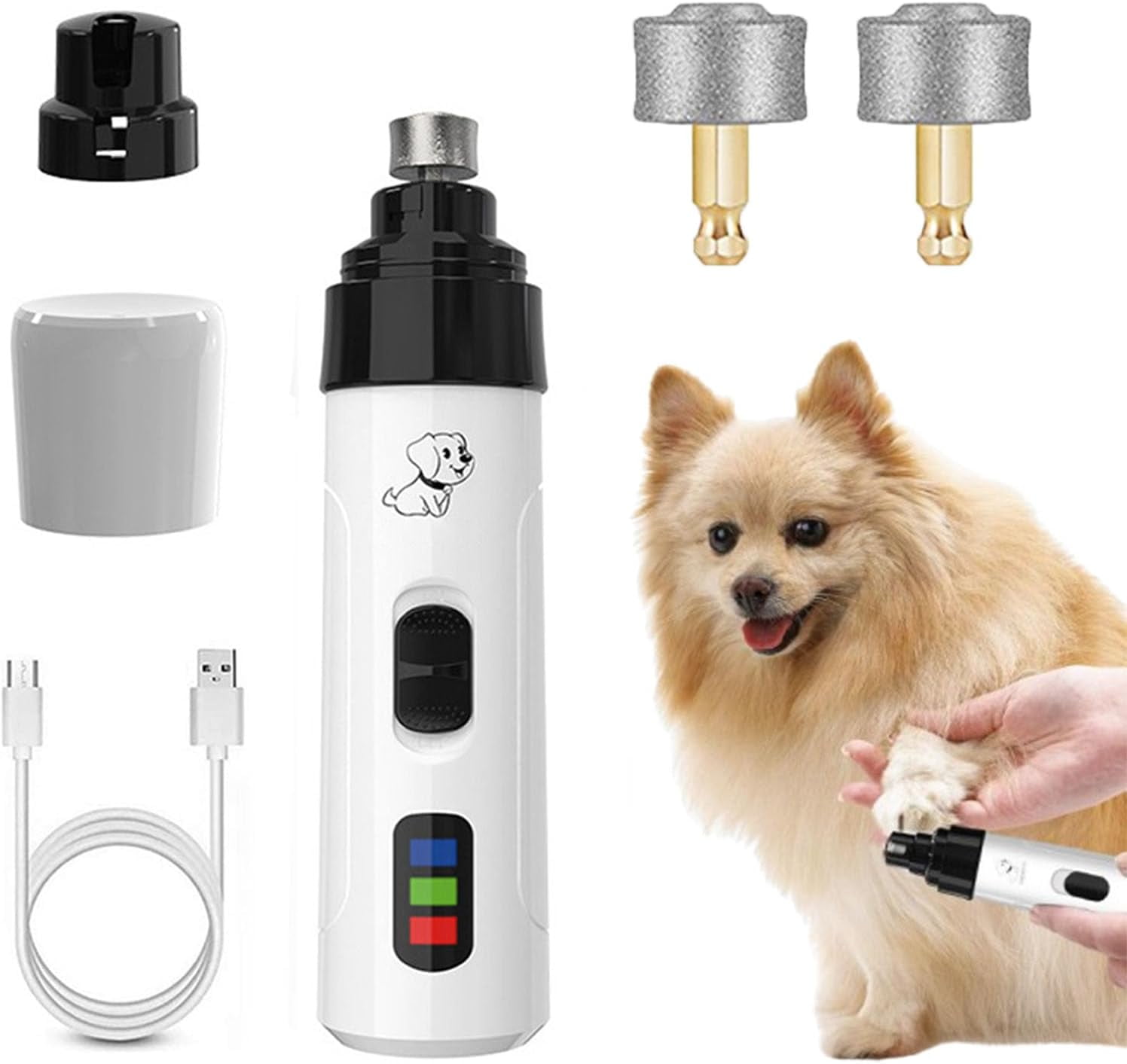 Nail Grinder for Dogs, Silent Groom Pro for Cats,Quiet Rechargeable USB ...