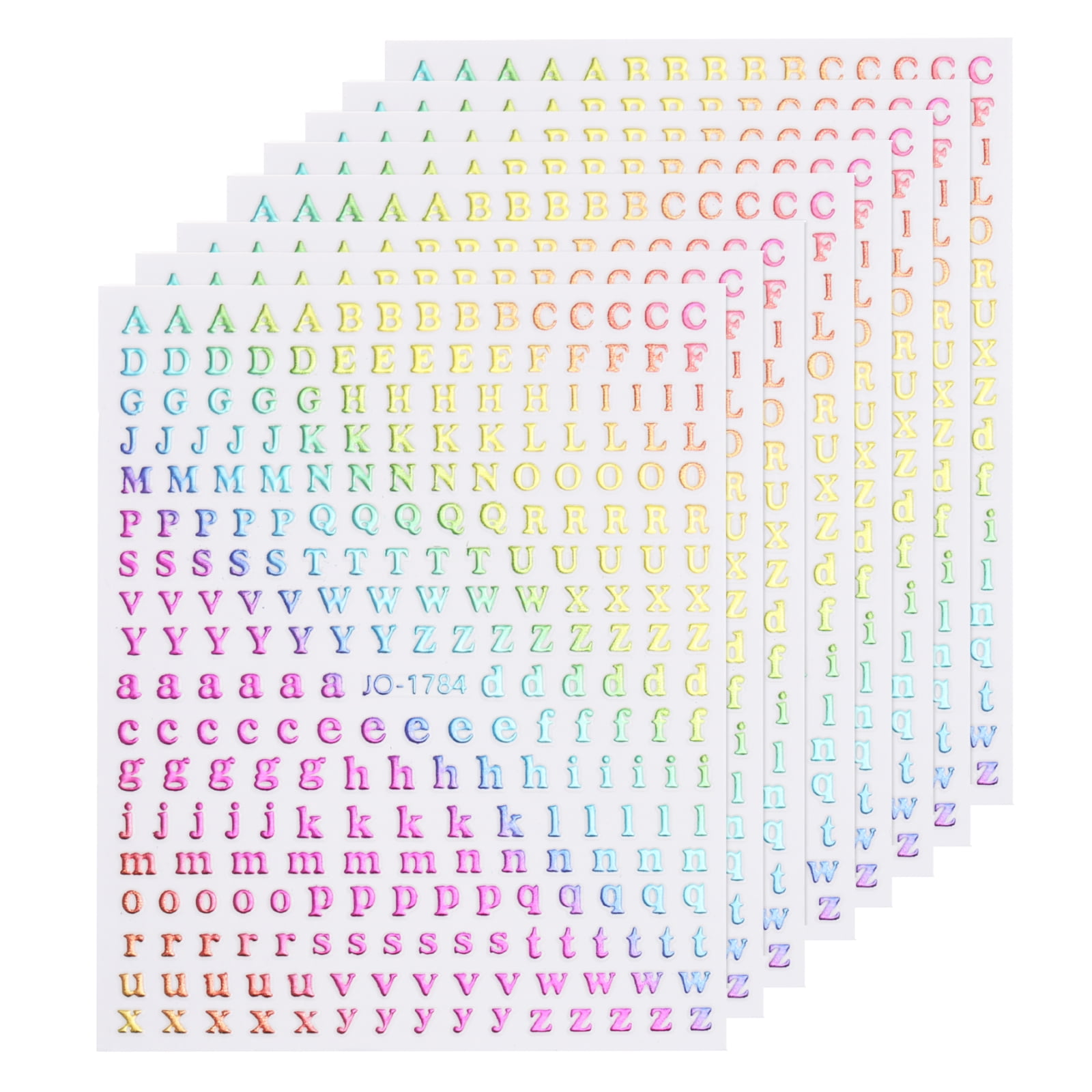 Nail Letter Stickers 8 Sheets, 3D Alphabet Nail Decals Self-Adhesive ...