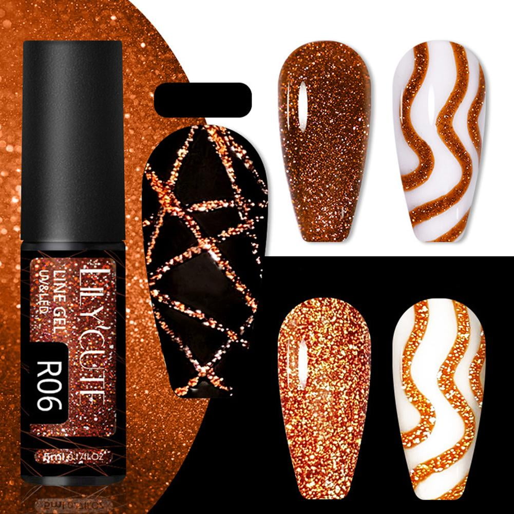 Nail Liner Gel Reflective Polish Manicure Glitter Flash Drawing UV LED ...