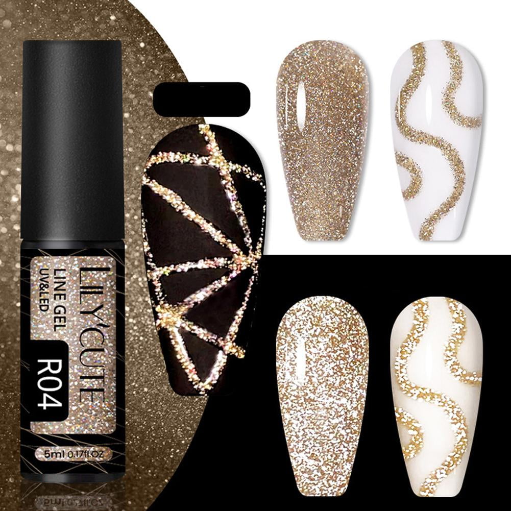 Nail Liner Gel Reflective Polish Manicure Glitter Flash Drawing UV LED ...