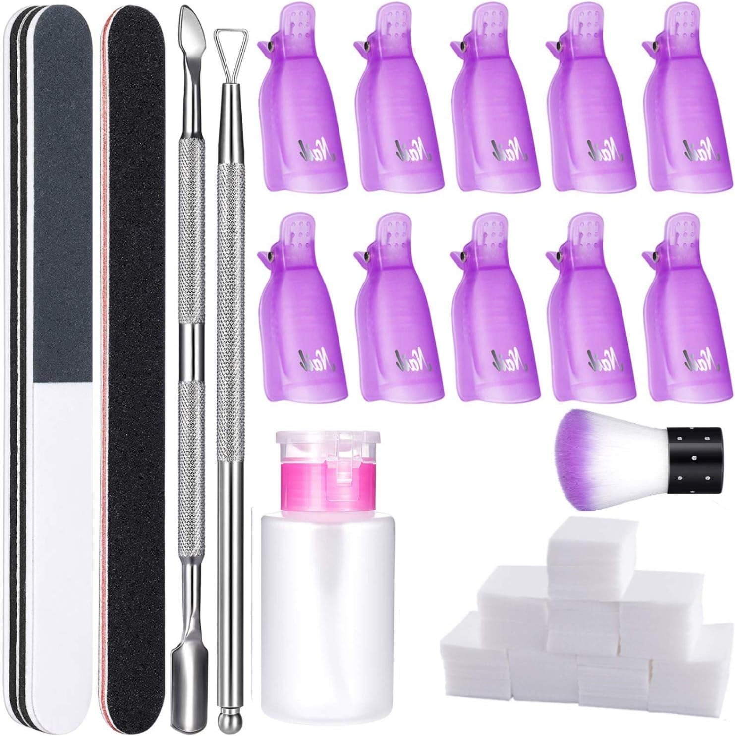 Nail Polish Gel Remover Tools Kit, 10 Pcs Fingernail, 600 Pcs Wipe ...