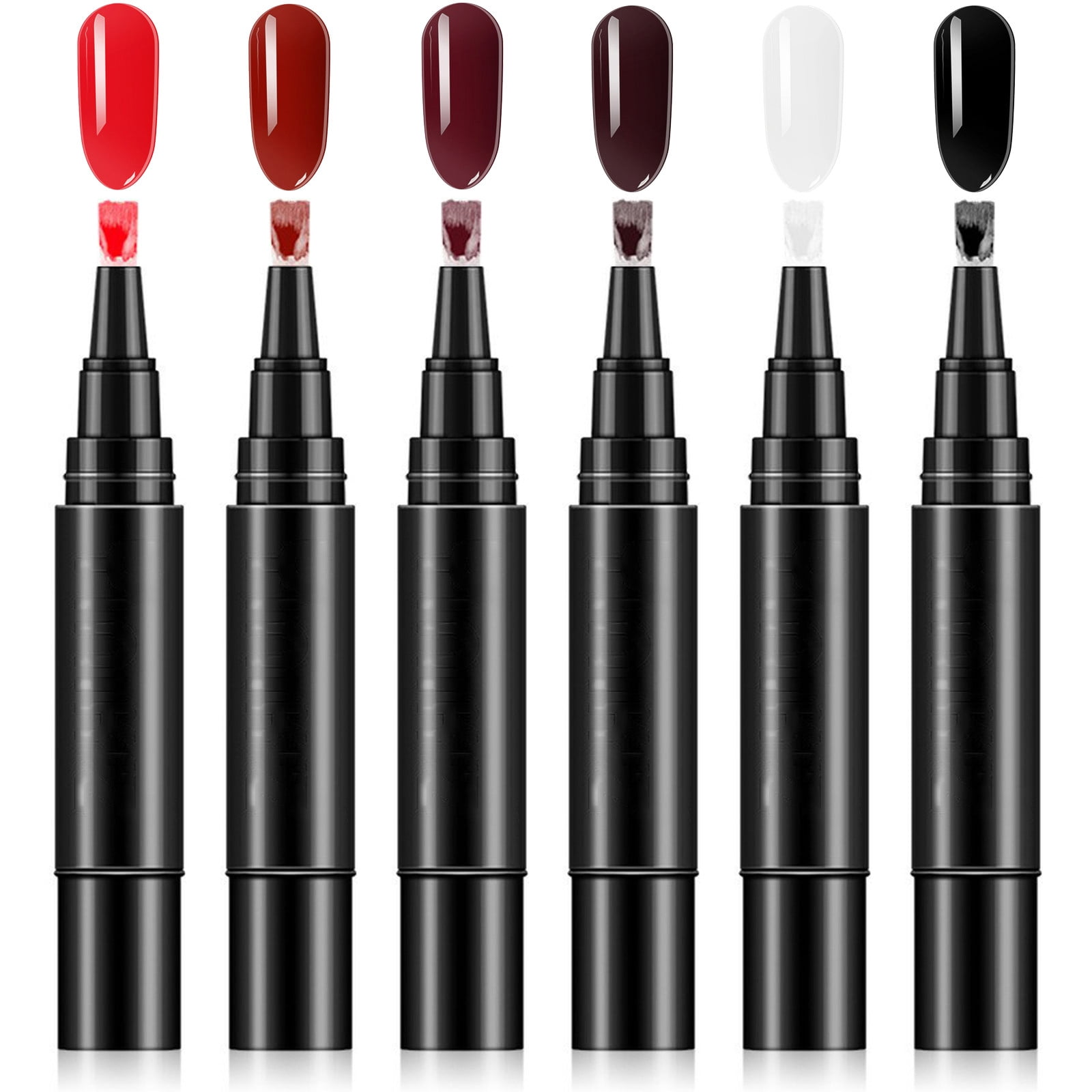 Nail Polish Pen,One Step Gel Nail Pen Set, 6 Color 5ml Portable 3-in-1 ...