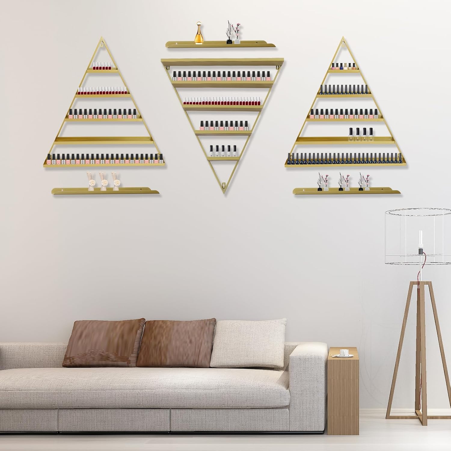 Nail Polish Rack for Nail Salon, Tiers Metal Wall Mounted Nail Polish ...