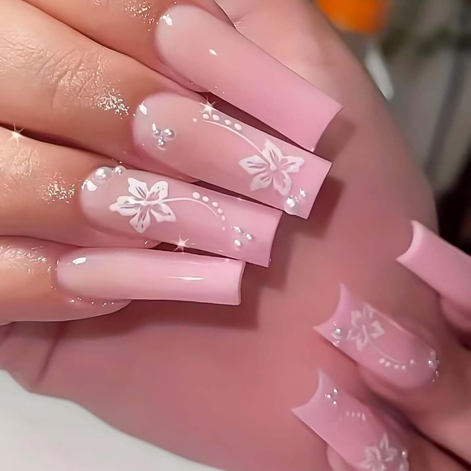 Nail Press Ons Short Press On Nails Square Fake Nails With Glue White ...