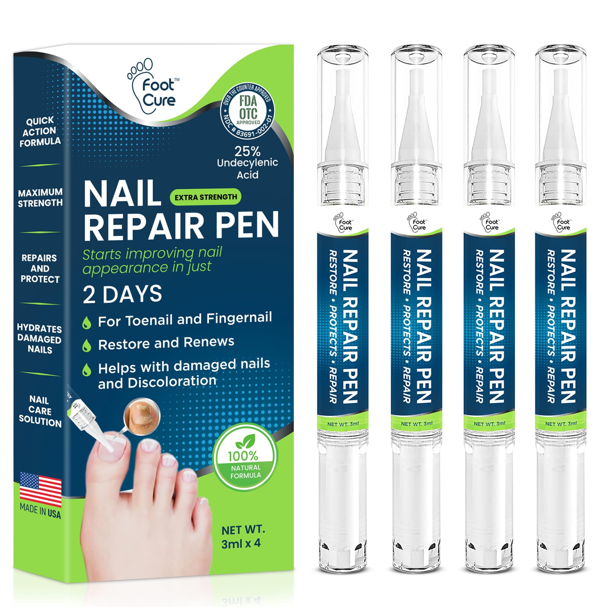 Nail Repair Pen – 25% Undecylenic Acid Toenail Fungus Treatment Extra ...