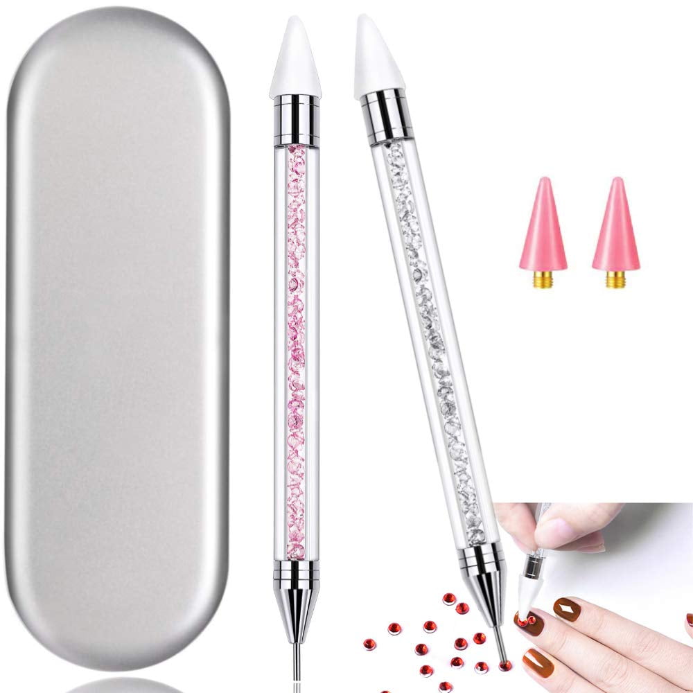 Nail Rhinestone Picker Dotting Tool with Extra 2 Wax Head, Dual-ended ...