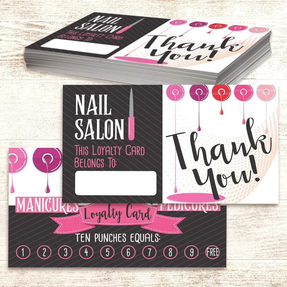 Nail Salon Design - Set of 50 Loyalty Cards - Blank Loyalty Card ...
