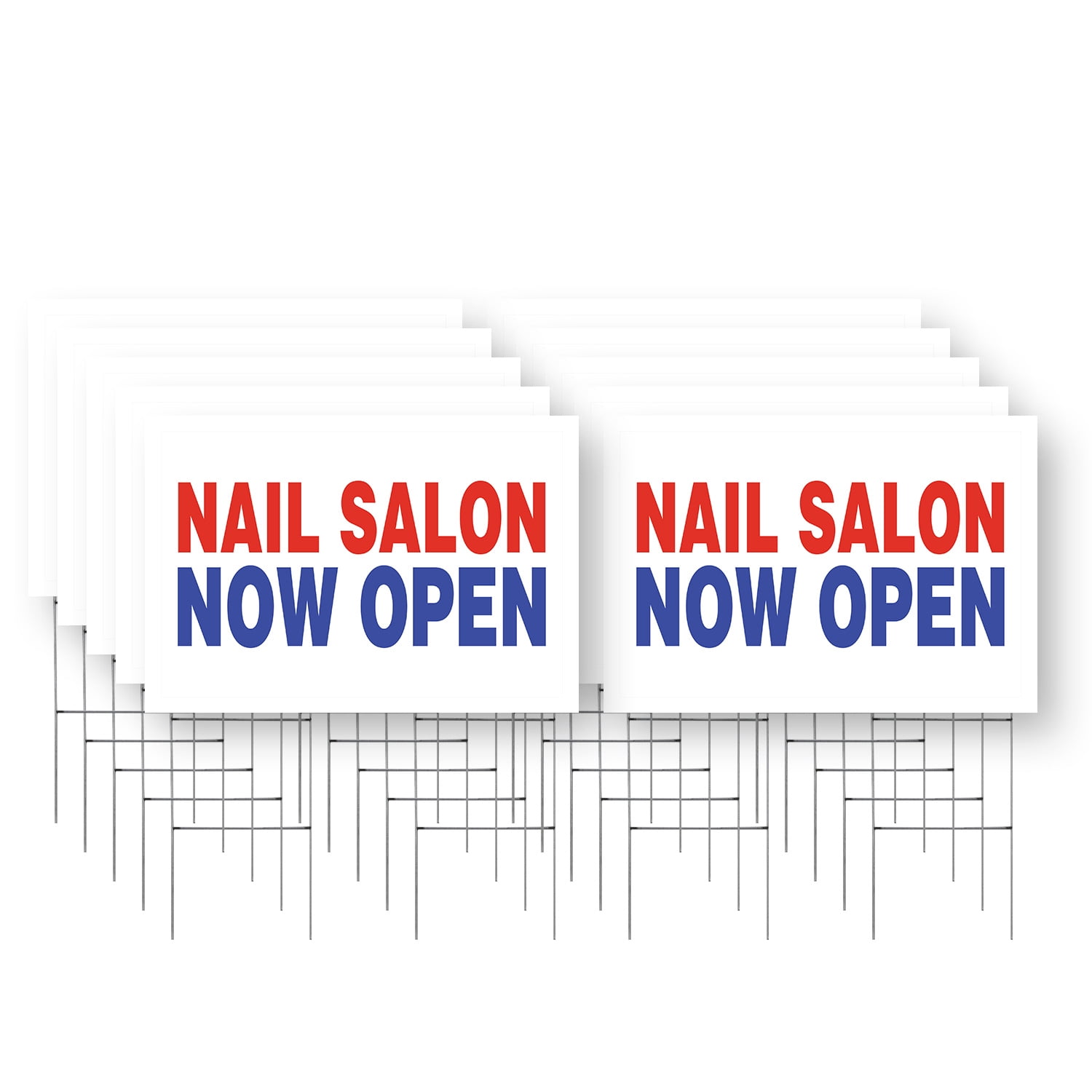 Nail Salon Now Open Yard Sign 10 Pack of 24 Inch x 36 Inch Double Sided ...