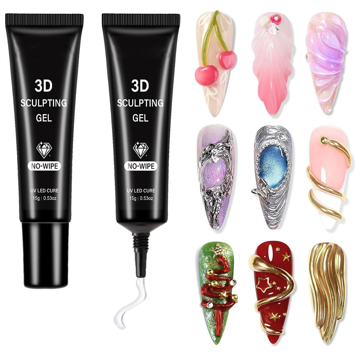 Nail Sculpture Gel for 3D Art, High Viscosity Non-Stick Extension Glue ...