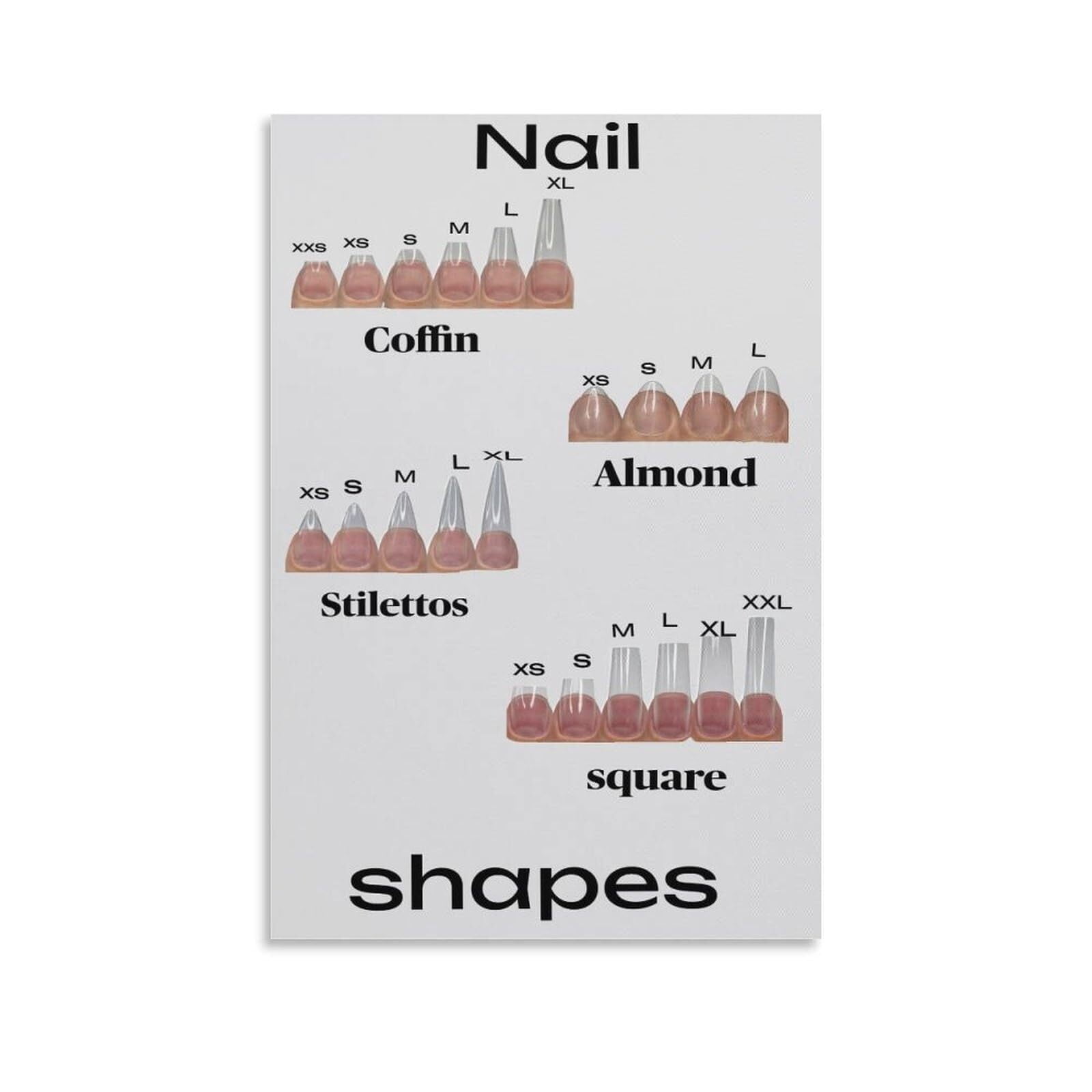 Nail Shape Guide Nail Salon Poster Canvas Printed Painting Posters And ...