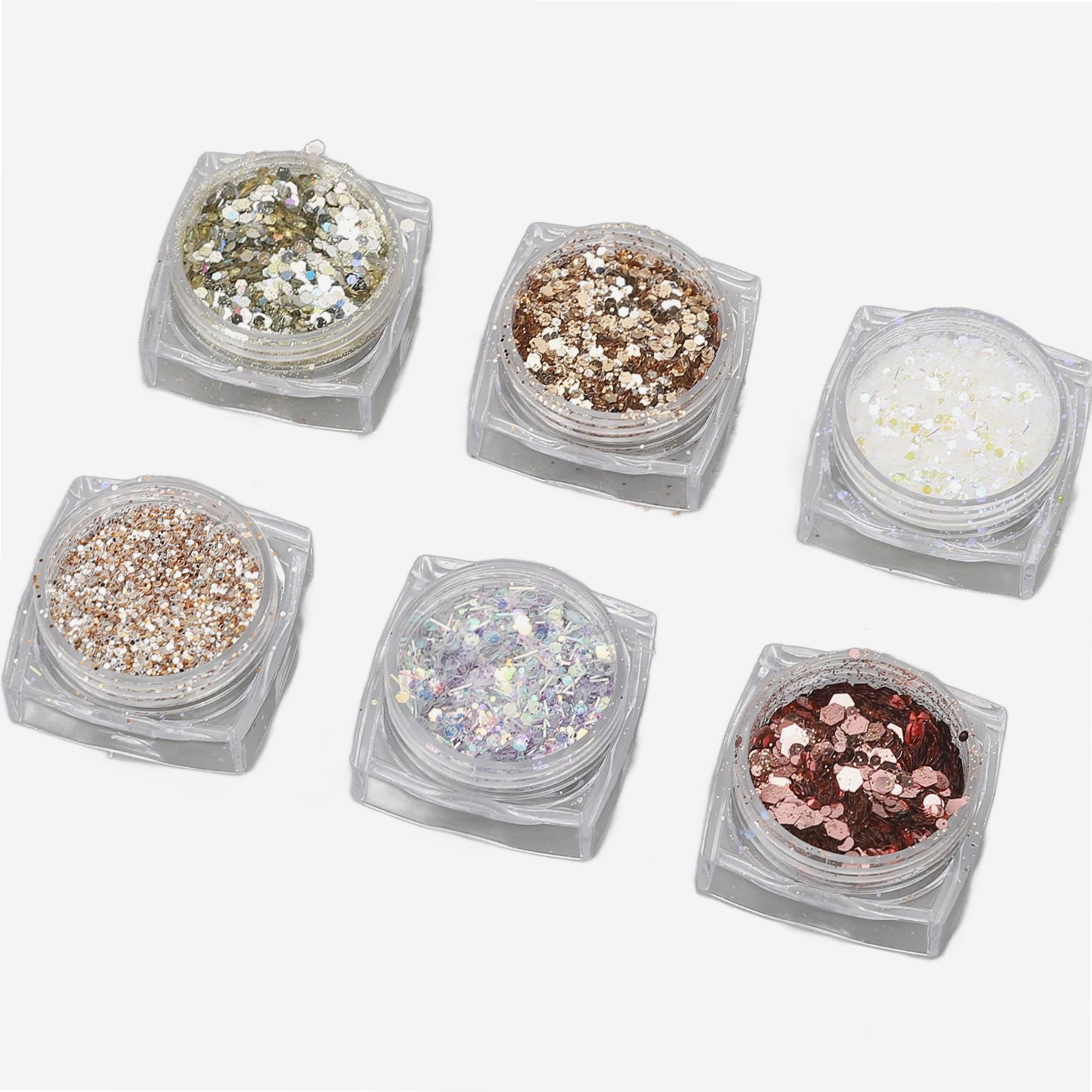 Nail Shell Stone Powder 6 Boxes Mixed Color Manicure Ultra-Thin Shell ...