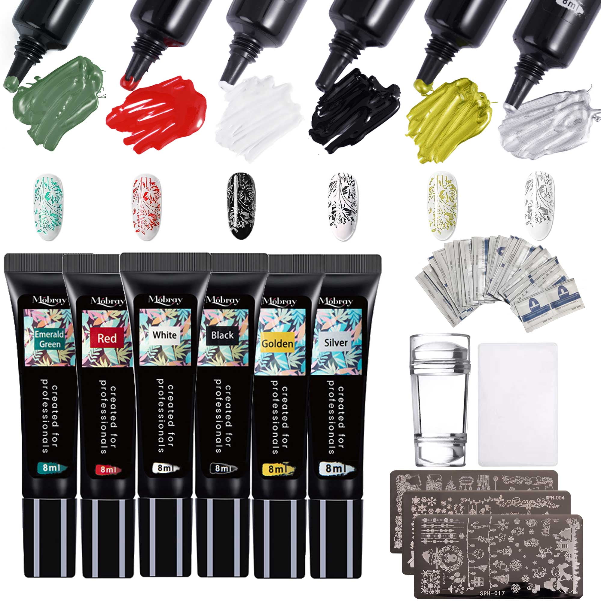 Nail Stamper Kit with Stamping Polish, Nail Stamping Gel Polish Set ...