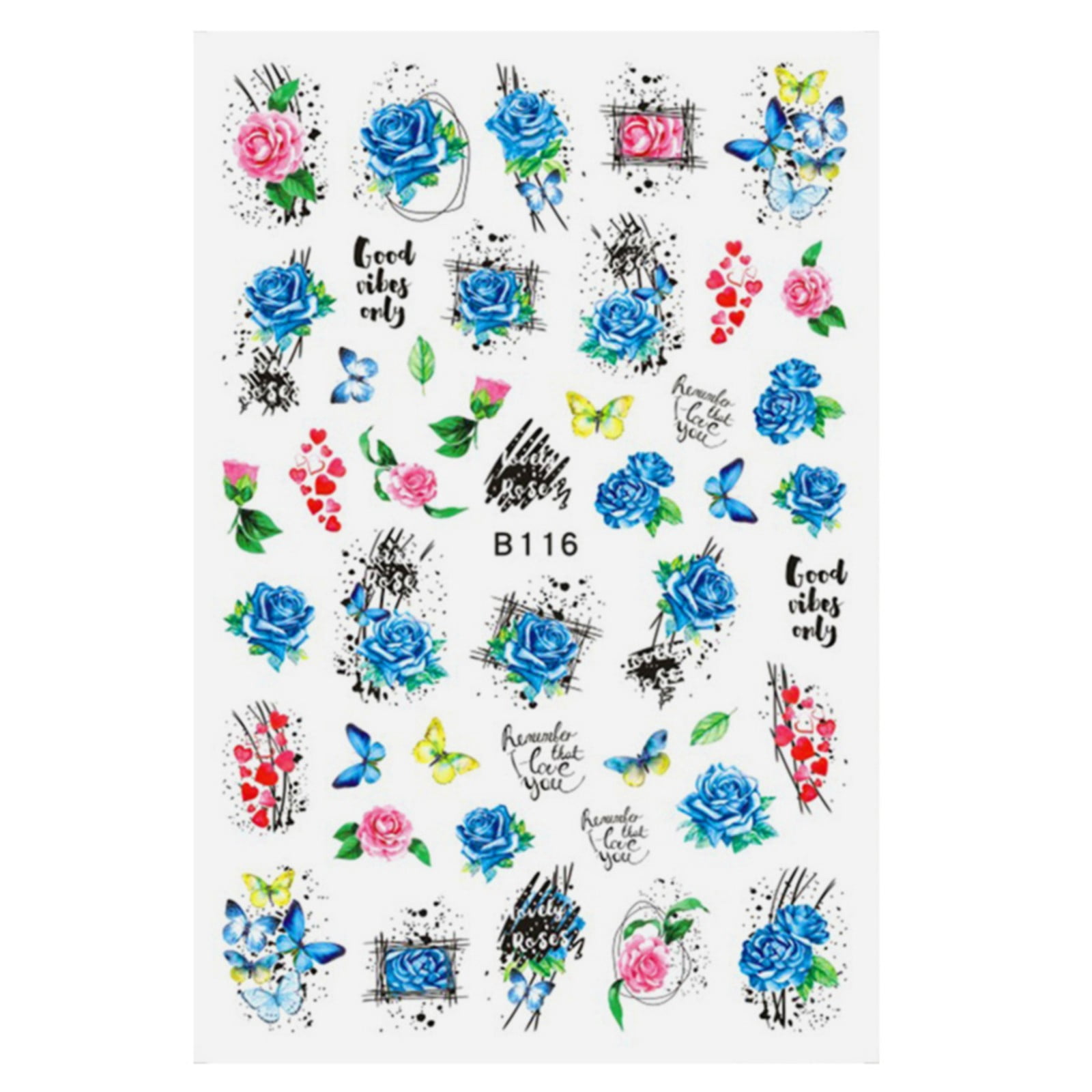 Nail Stencils And Stamper Kids Flower Nail Art Stickers Decals Colorful ...