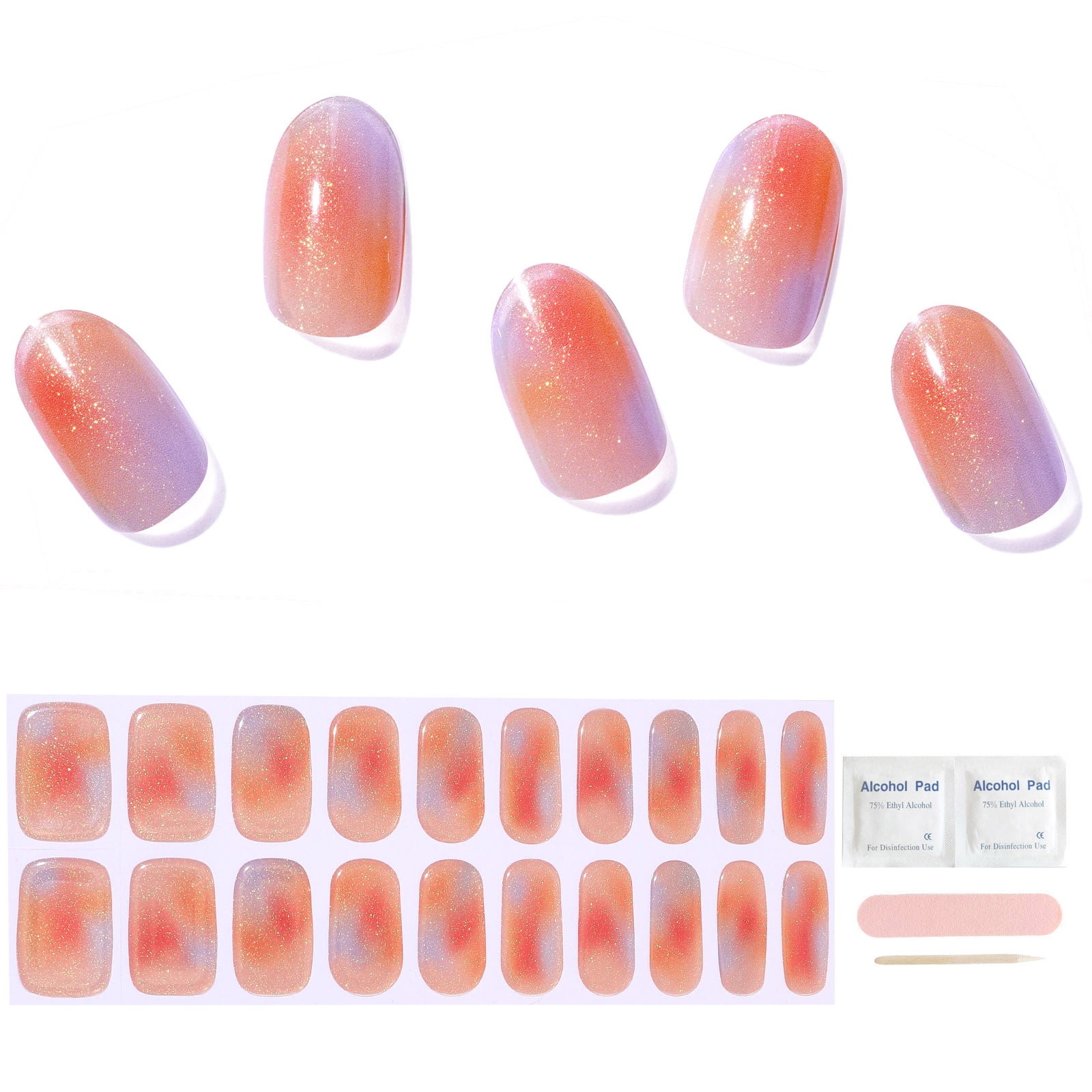 Nail Stickers Full Nail Semi-Cure Gel Pattern Nail Art Design Manicure ...