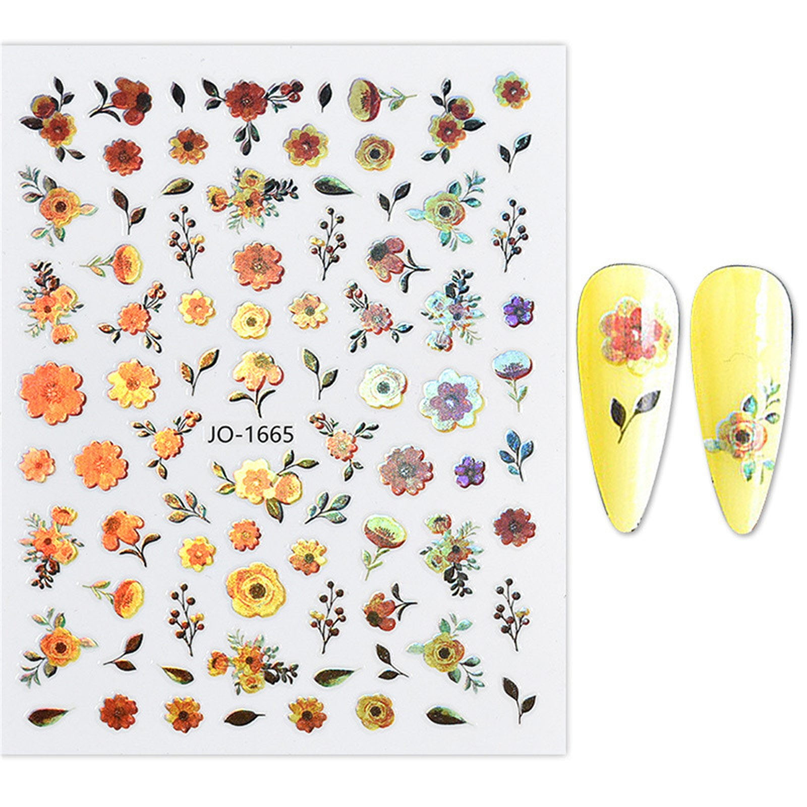 Nail Stickers Leaves and Flowers Spring and Summer Daisy Sunflower Nail ...