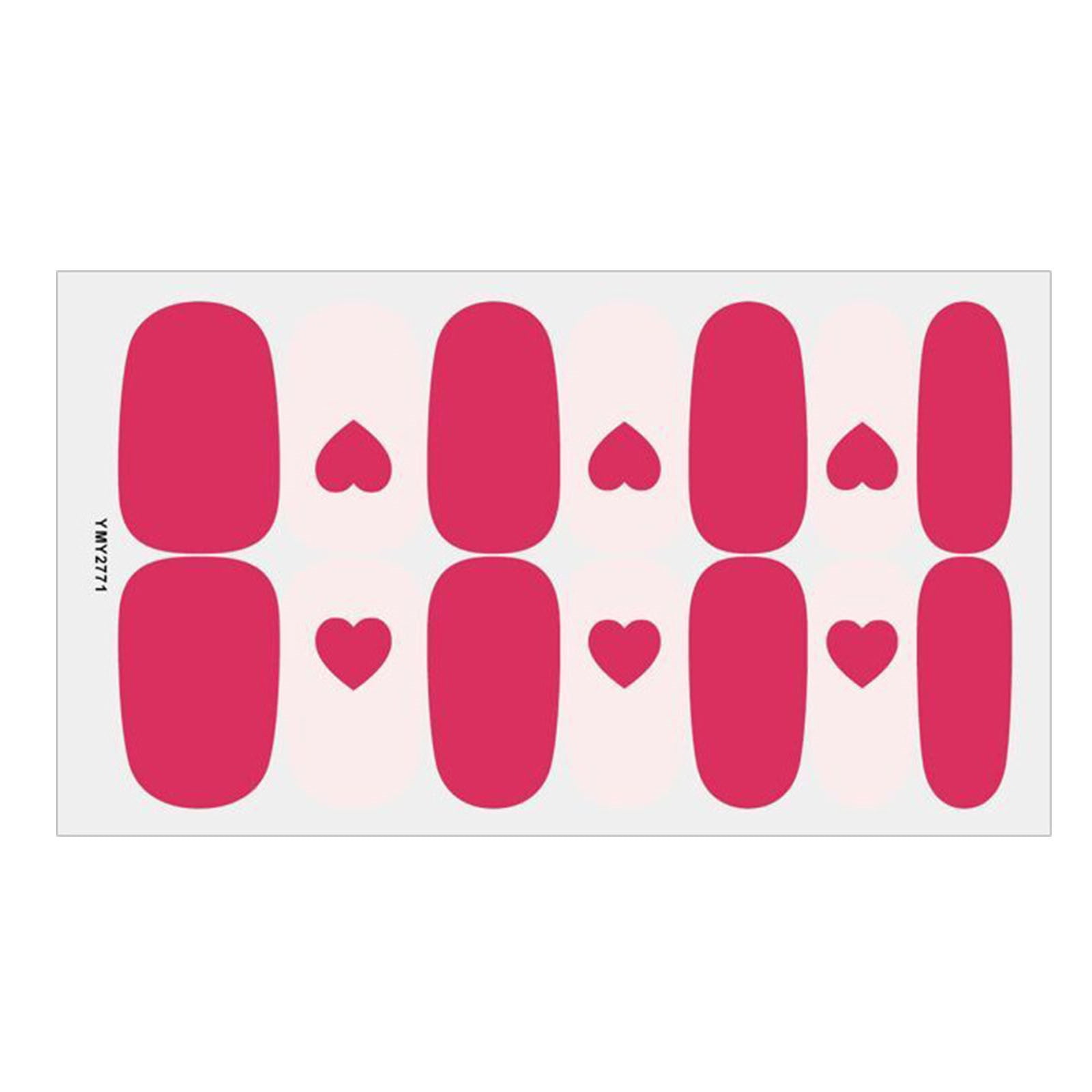 Nail Stickers Pink Full Wraps Polish Stickers Self-Ashesive Nail ...
