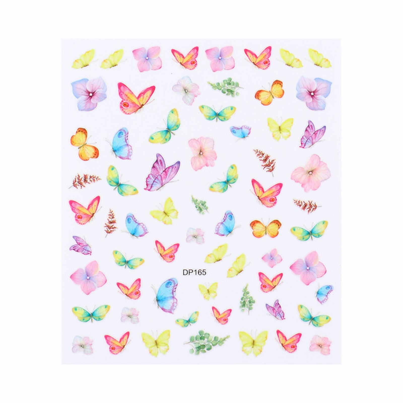 Nail Stickers Retro Size Butterfly Nail Adhesive Stickers Color 3D ...
