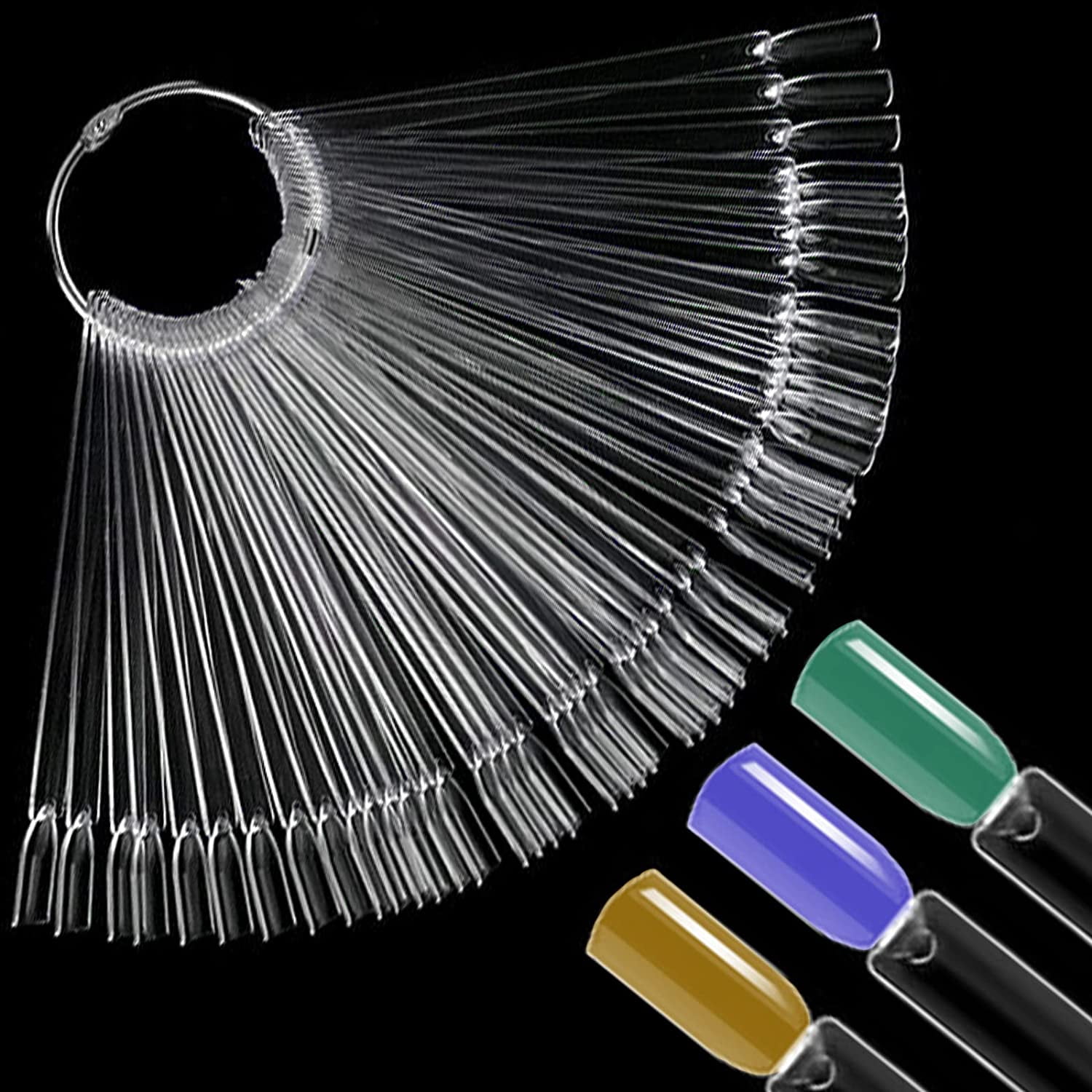 Nail Swatches - Transparent Fan-Shaped Nail Display Stick with Ring ...