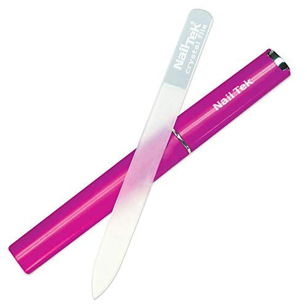 Nail Tek Crystal File Double-Sided with Fuchsia Companion Case, Medium ...