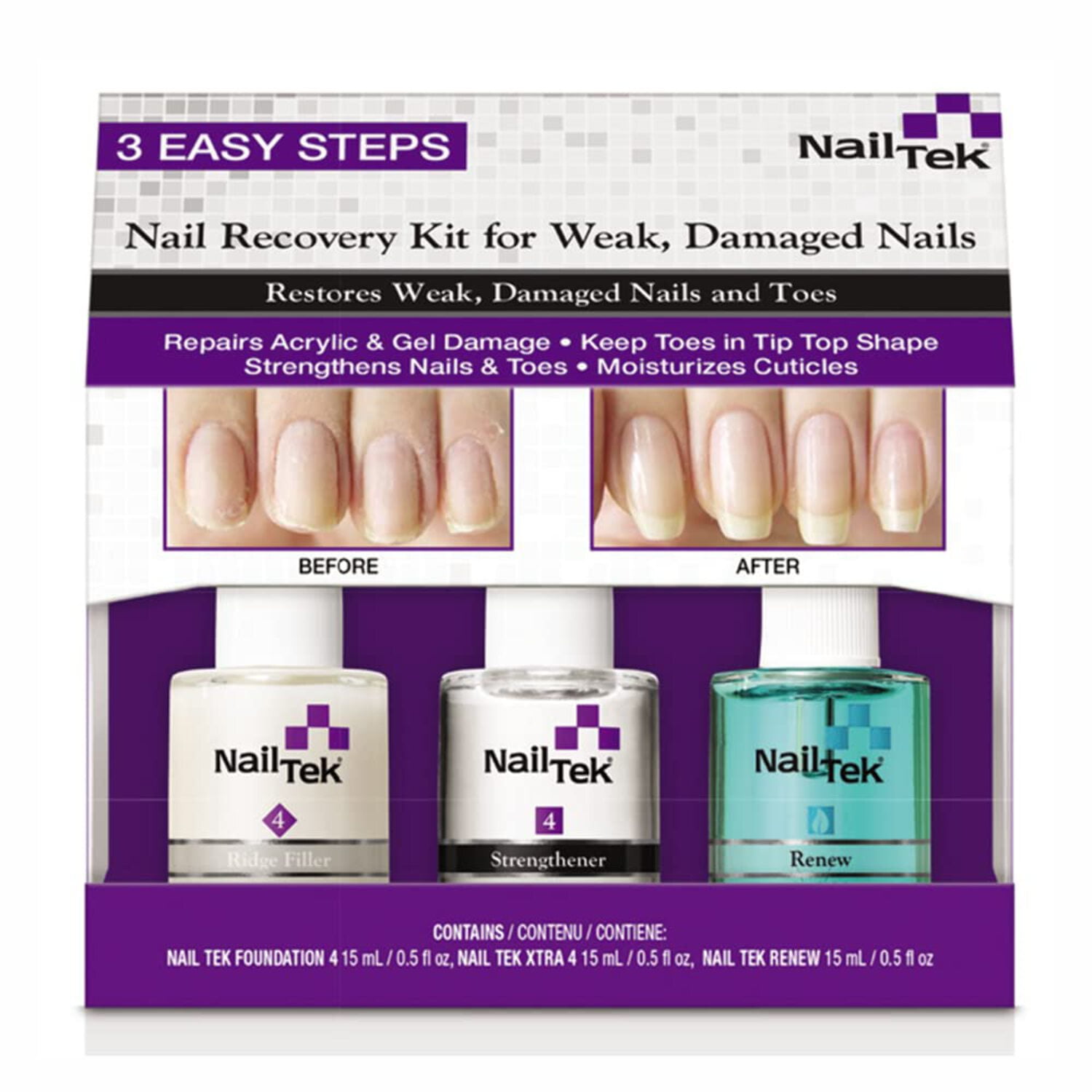 Nail Tek Nail Recovery Kit: Repair, Strengthening & Care for Weak ...