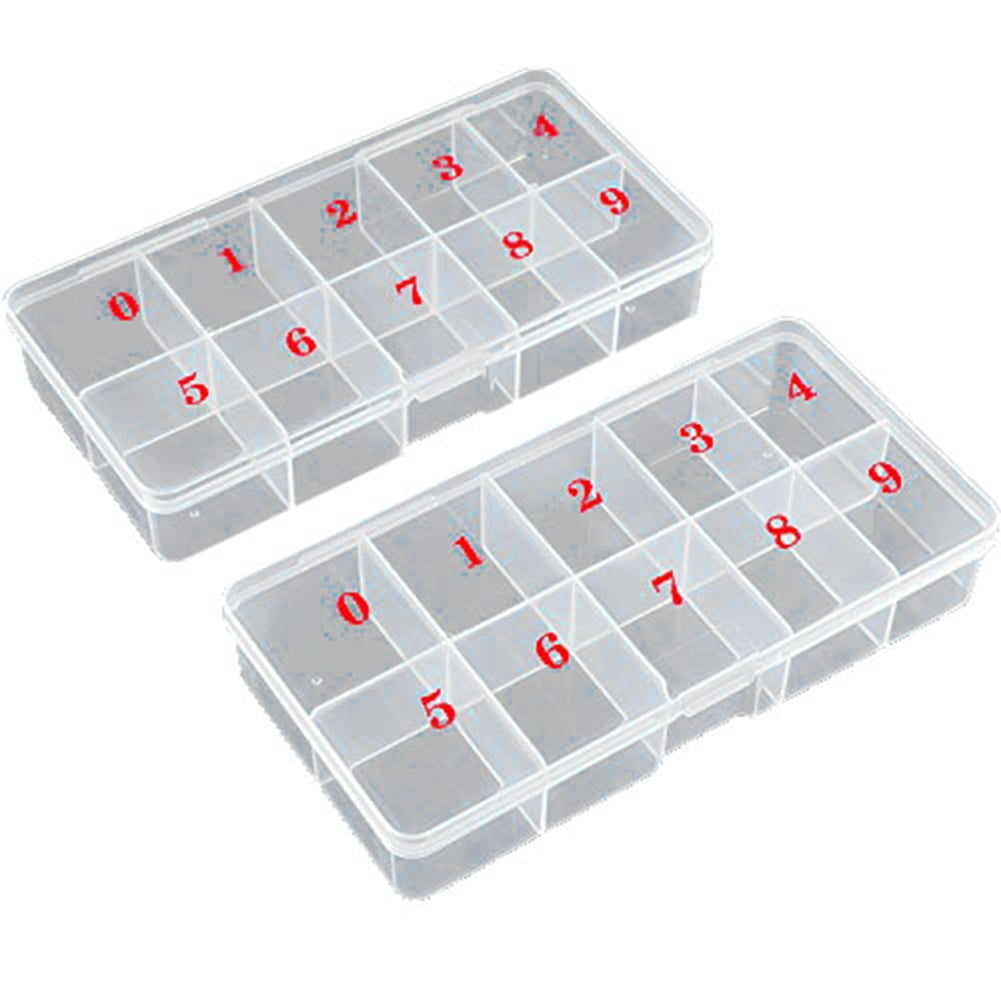 Nail Tip Box Empty Nail Tips Organizer Storage Fingernail Box Spaces ...