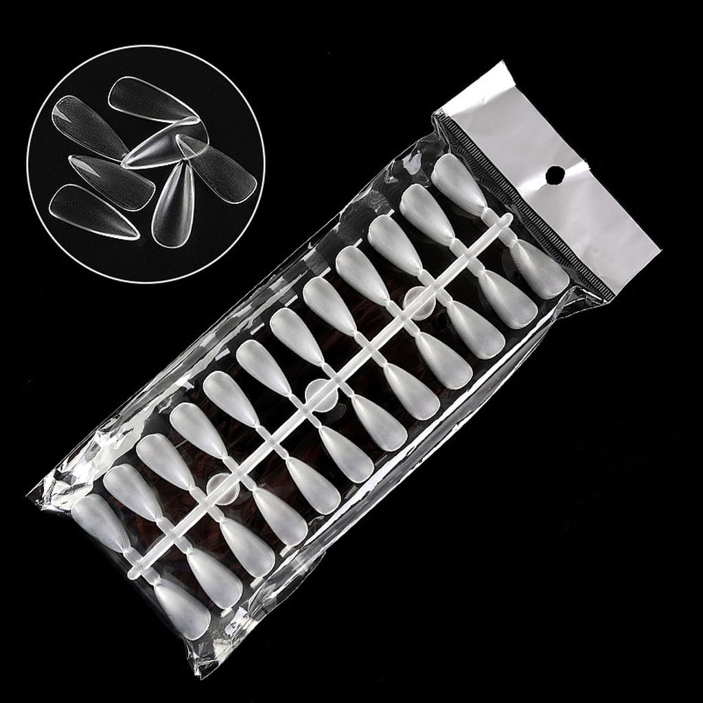 Nail Tip Clear Coffin on Nails Medium Length C Curve Nail Tips Clear ...