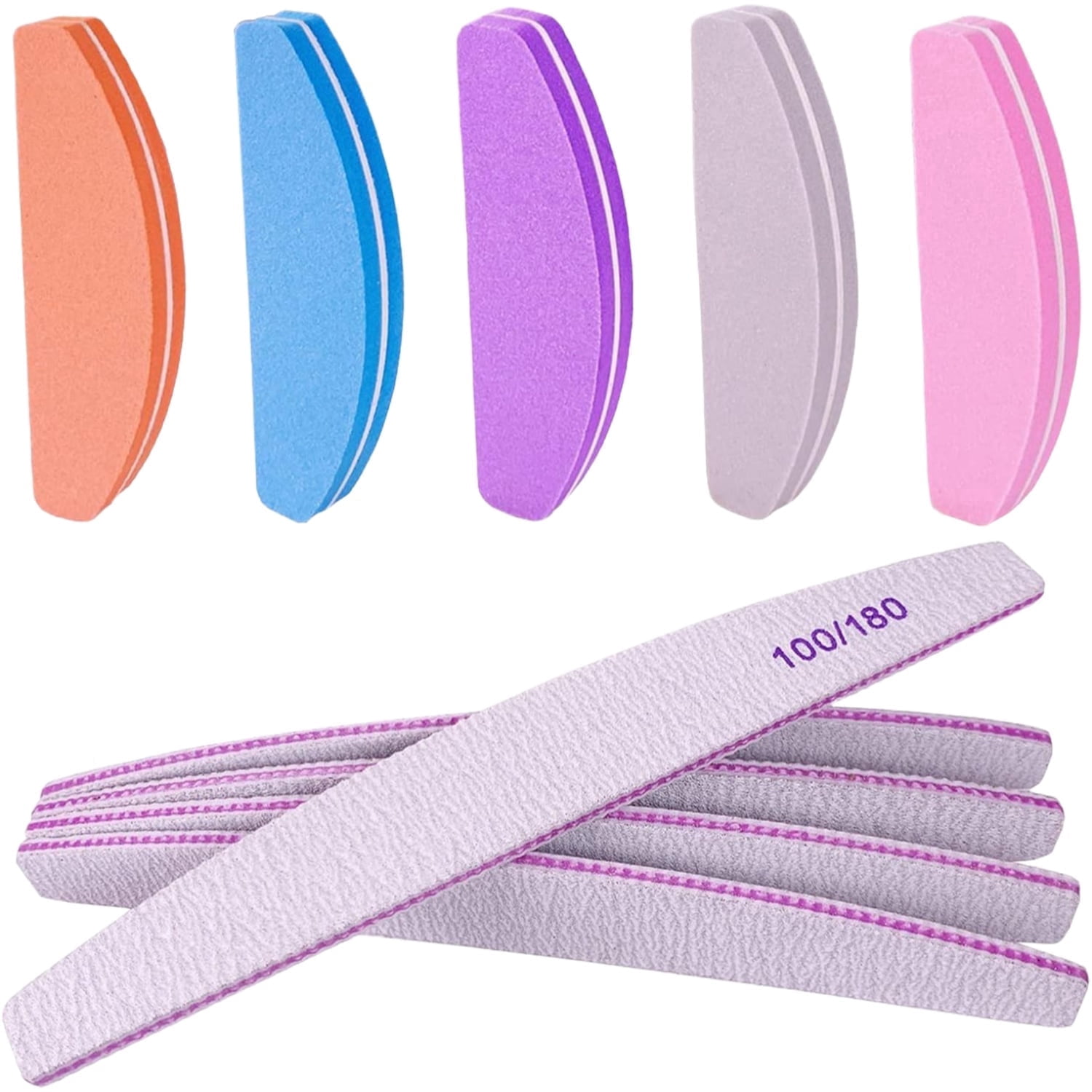 LuckySunDecorQZ Nail Files & Buffers, 10 pcs, Double-sided 100/180 grit ...