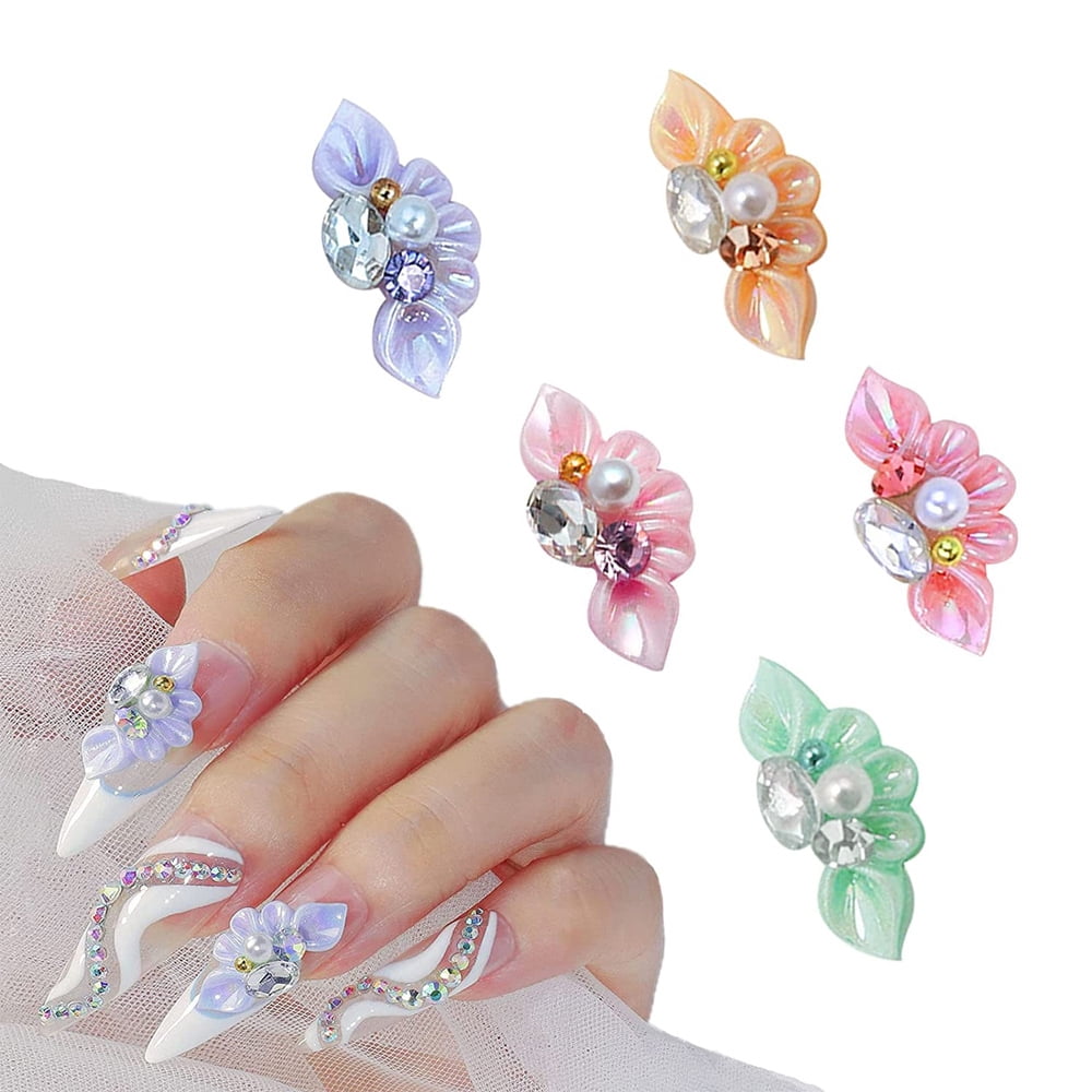 Nail pendant, resin flower nail decorations, 30 pieces, A combination ...