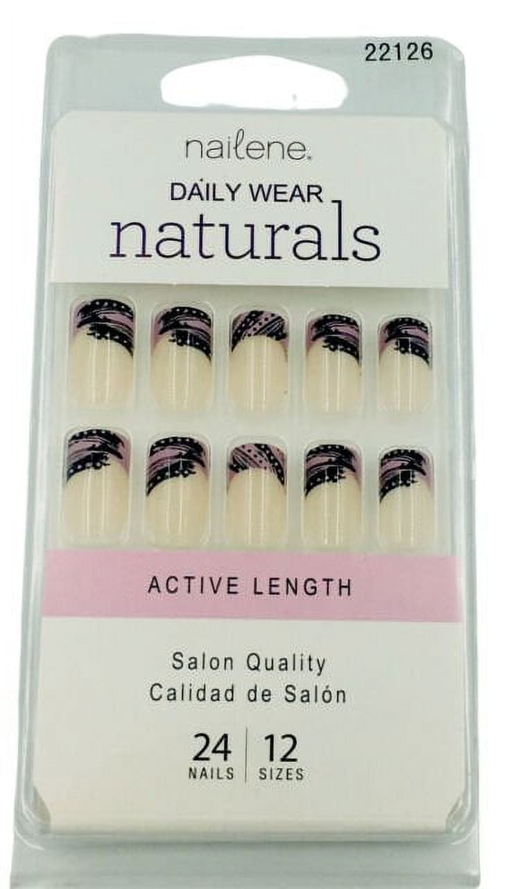 Nailene Daily Wear Naturals Active Length Artificial Nails, 24 Nails ...