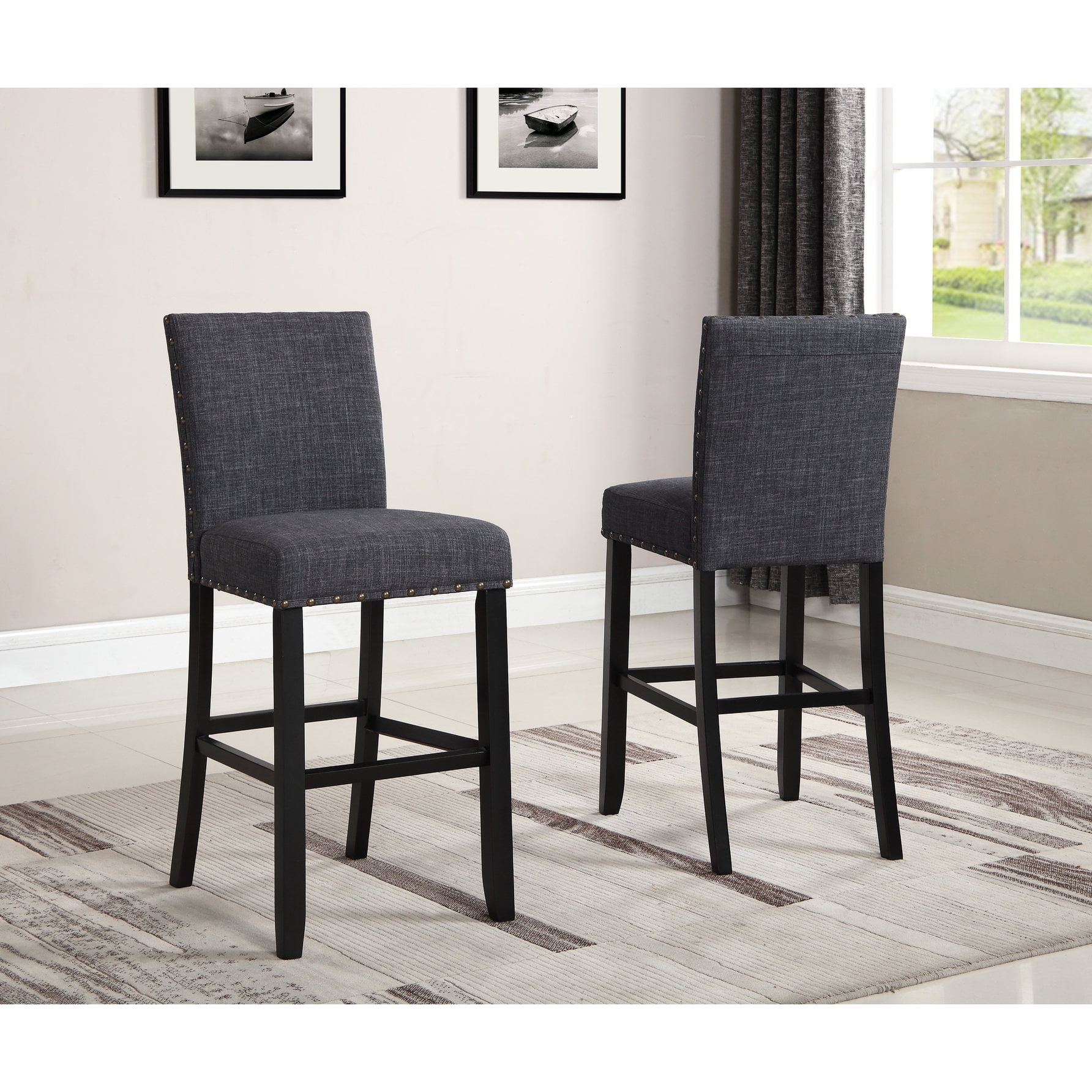 Nailhead Trim + Solid Wood Stools - Art Gallery Bar, Cultural Seating ...