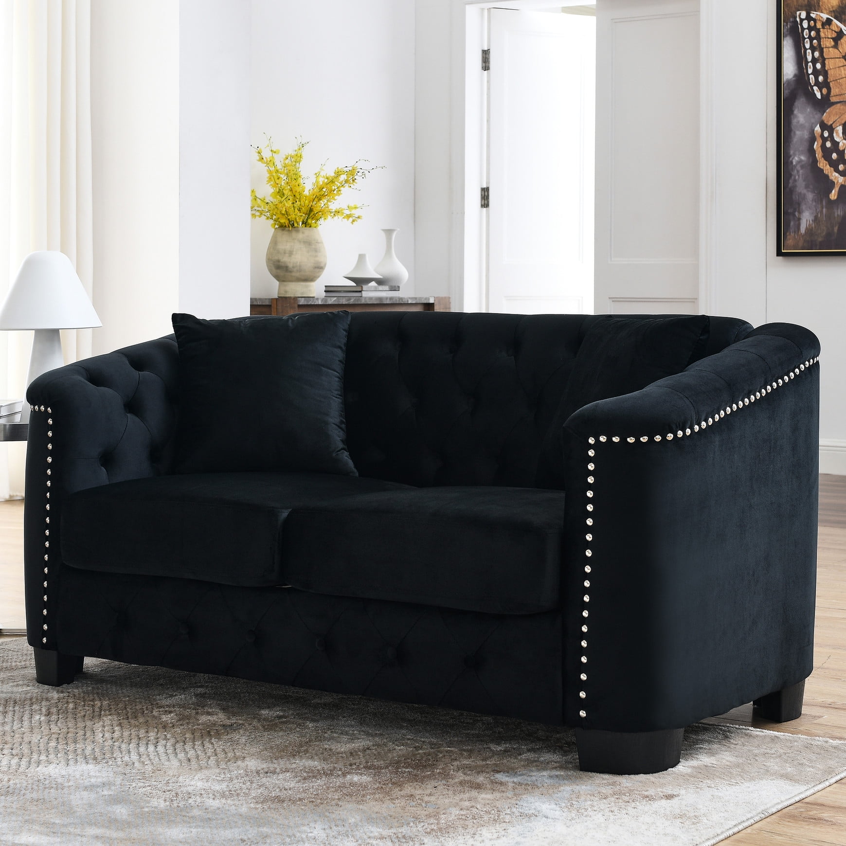 Nailhead and Tufted 2-Seater Sofa / For Primary Living Space / Spring ...