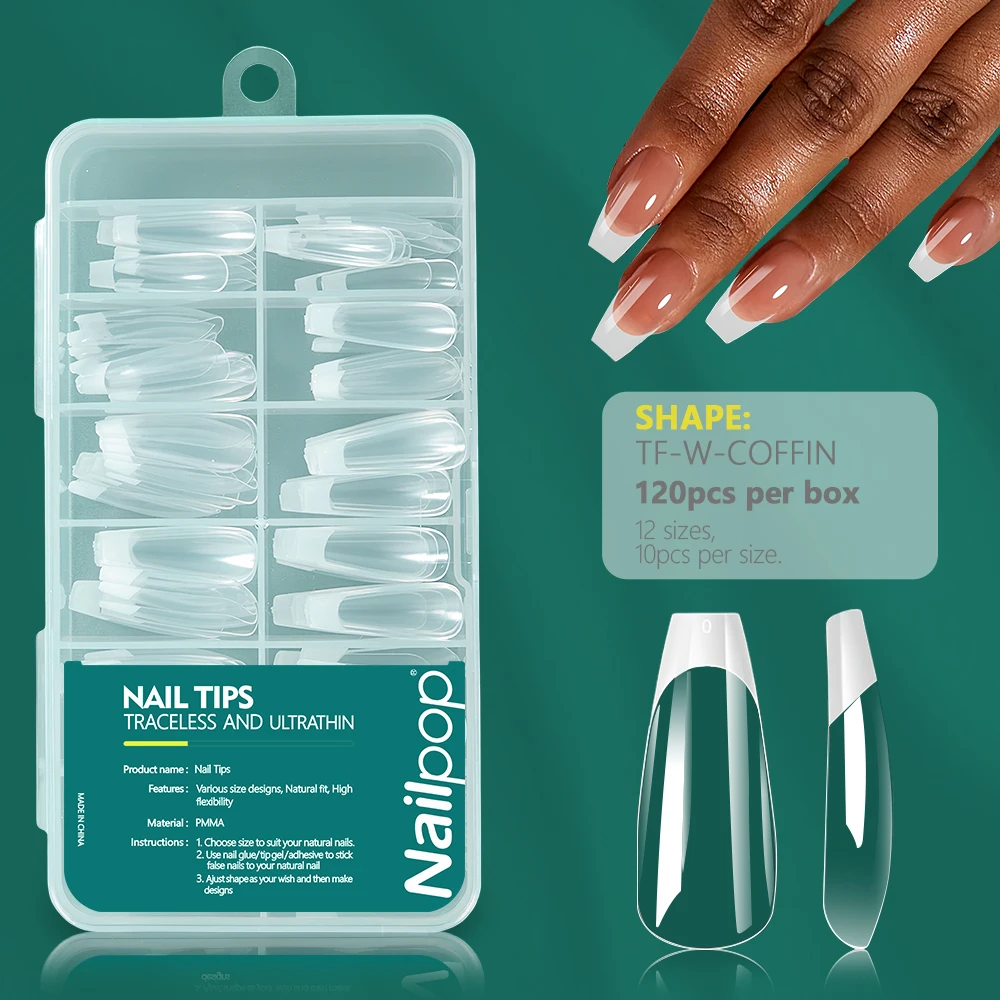 Nailpop 120pcs Acrylic Nails Fake Capsule Short Almond Coffin Square ...