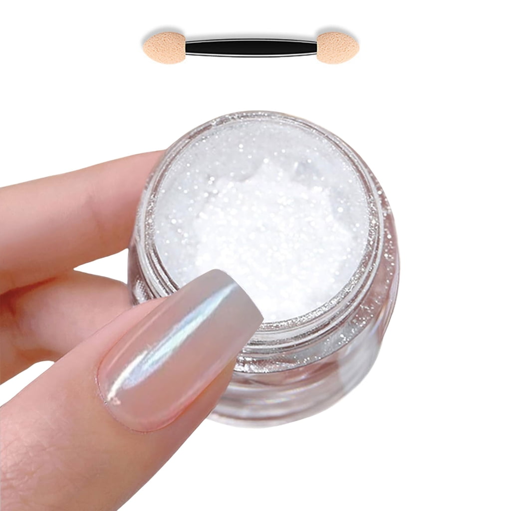 Nails Art Powder White Chrome Nail Powder Mirrored Effect Manicures ...
