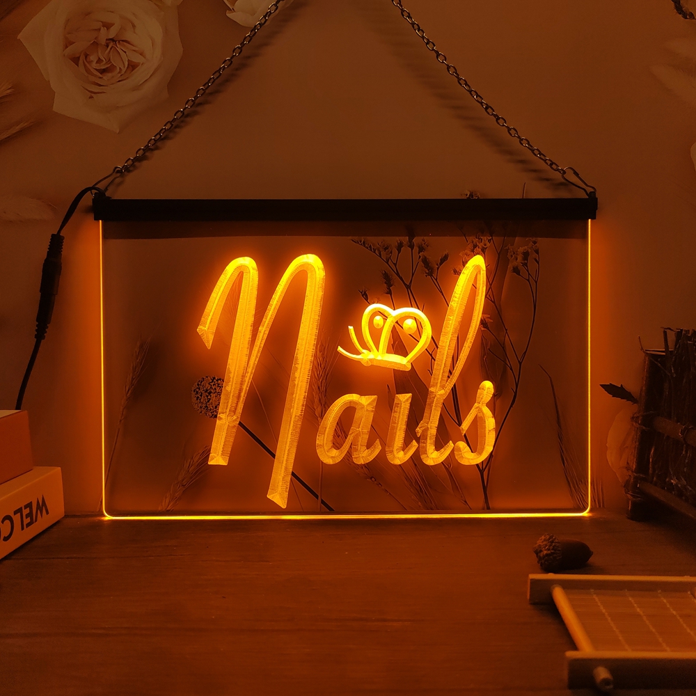 Nails Butterfly Beauty Salon Vintage LED Neon Sign-Posters,3DCarving ...