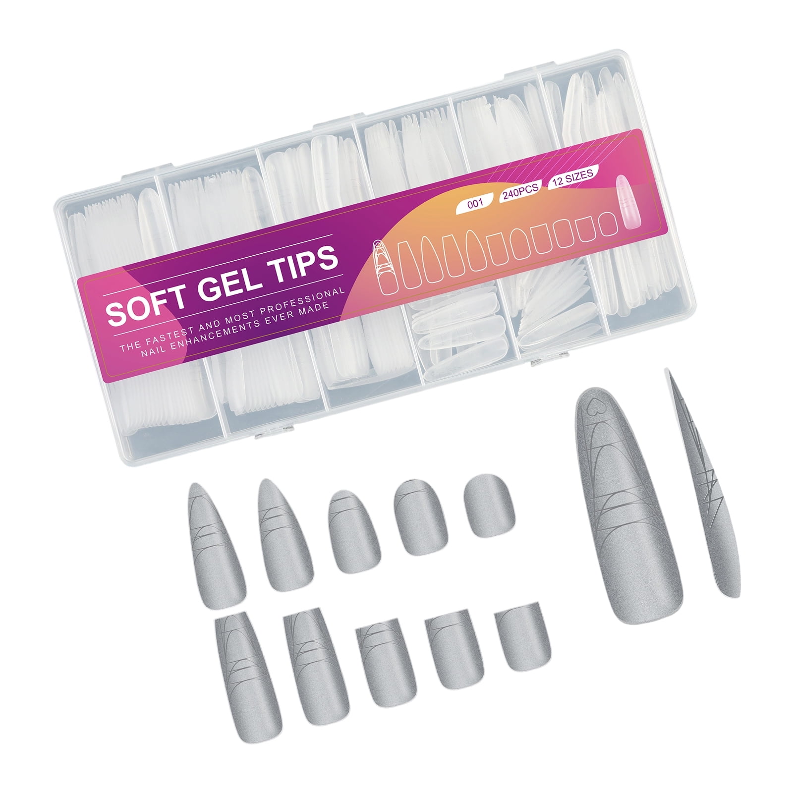Nails Extensions Tips Set Pre Glued Artificial Nails Thin Design For ...