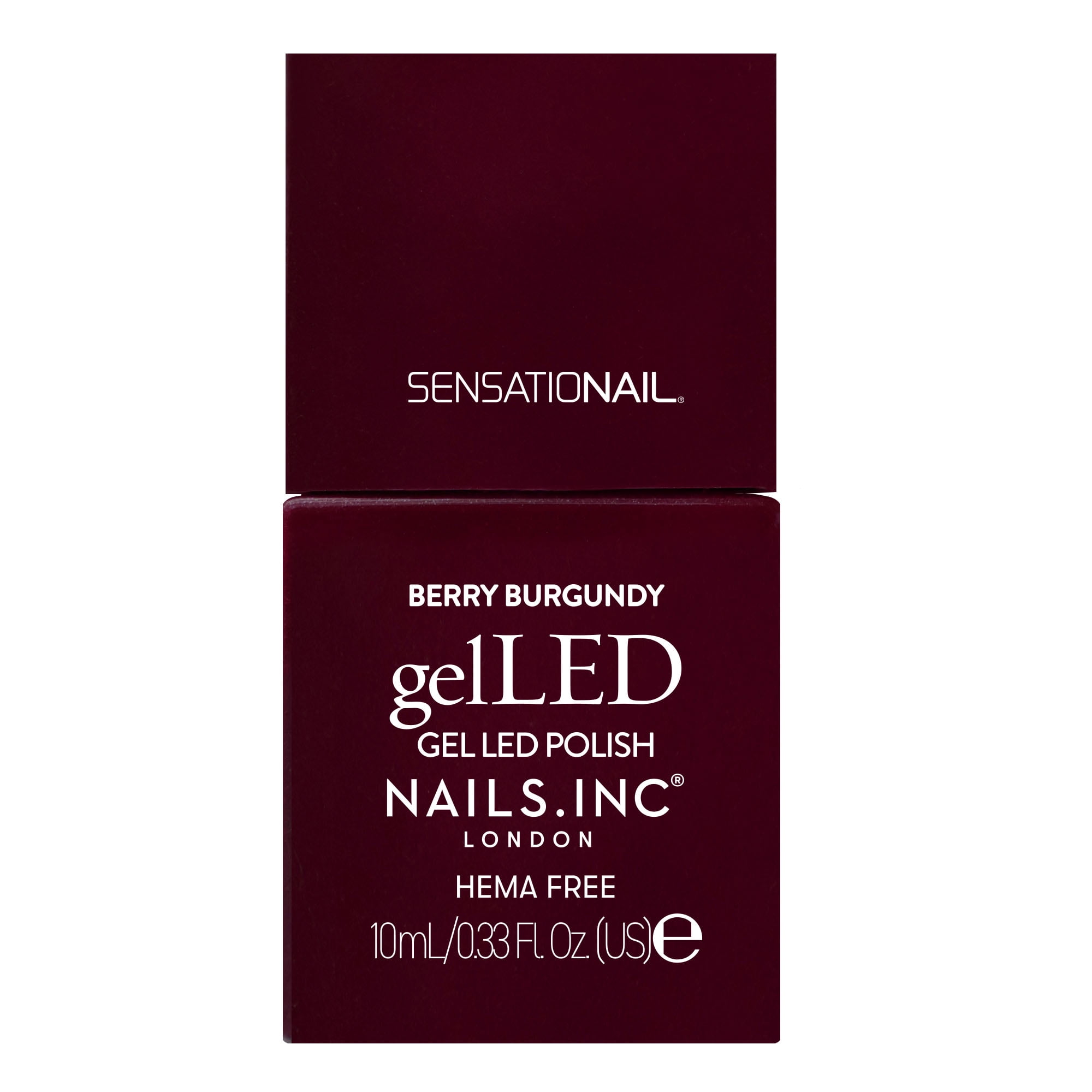 Nails.INC x Sensationail GelLED Gel Nail Polish, Berry Burgundy, Classic Deep Burgundy, 0.33 Fl ...
