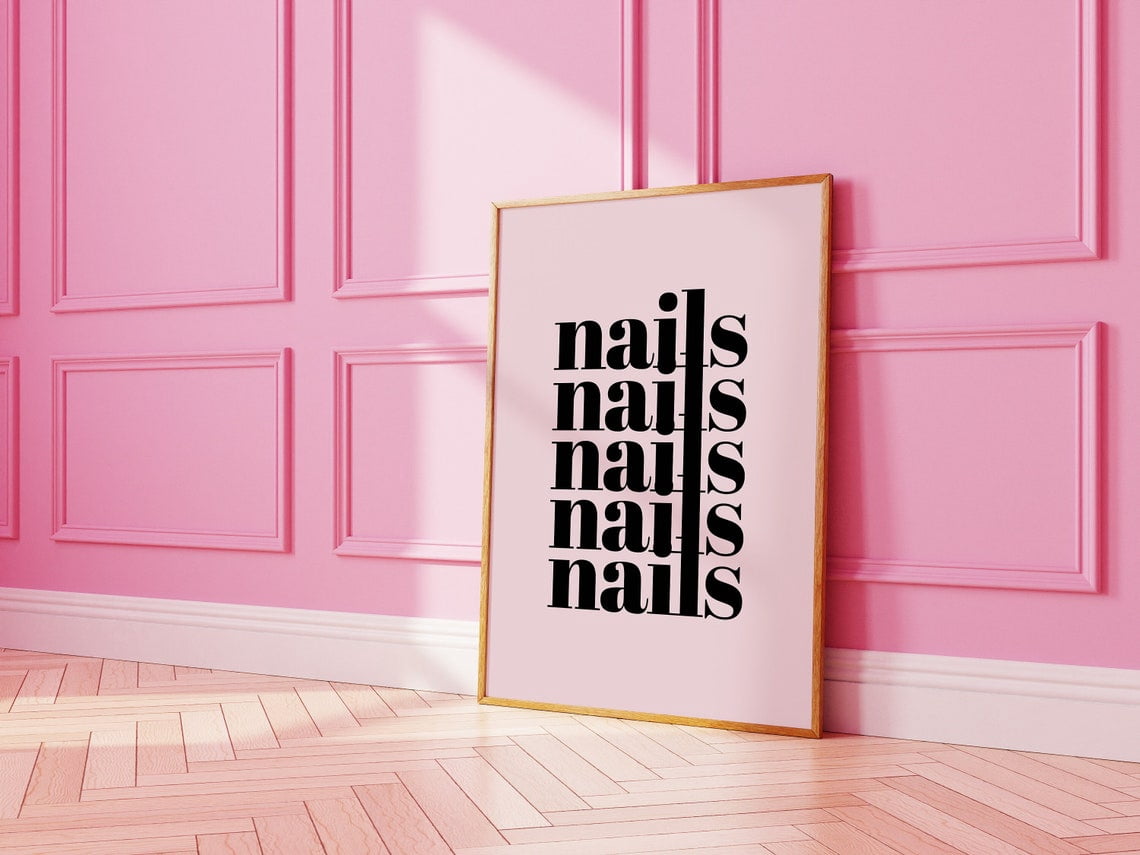 Nails Poster, Nail Technician, Pink Nail Tech Poster, Nail Salon Decor ...