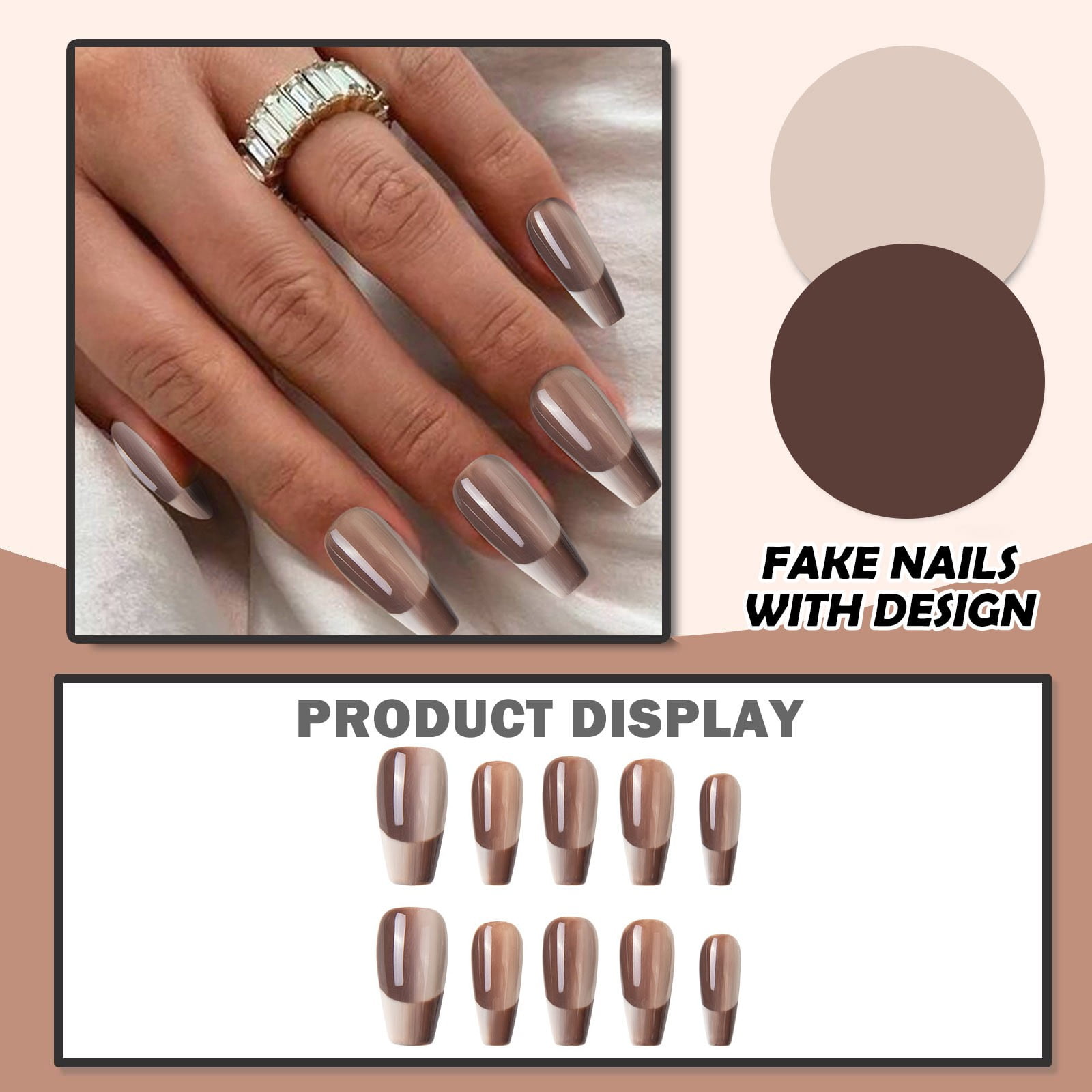 Nails Products, Lunuaoe Women Press On Nails Medium Fake Nails with ...