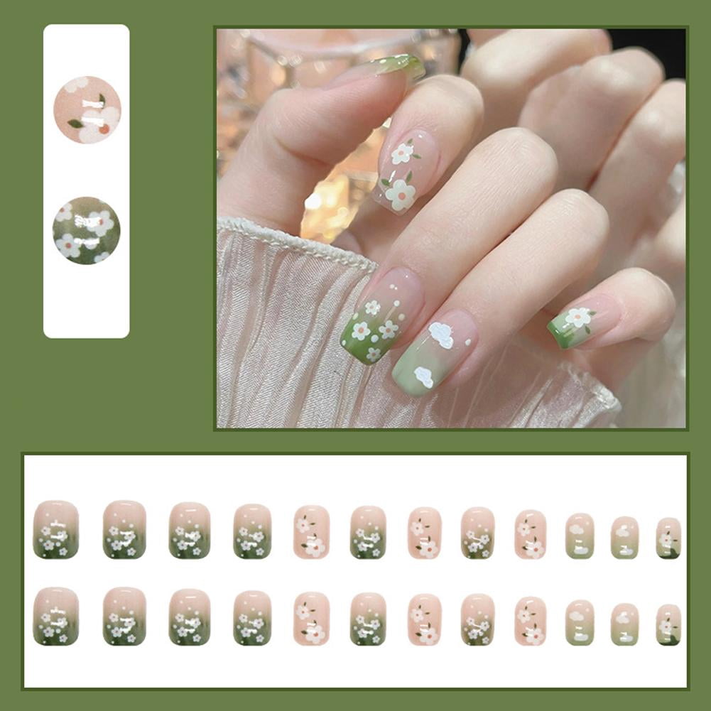 Nails Set 24pcs Press on Nails Long Short Square Full Coverage Set W7H9 ...