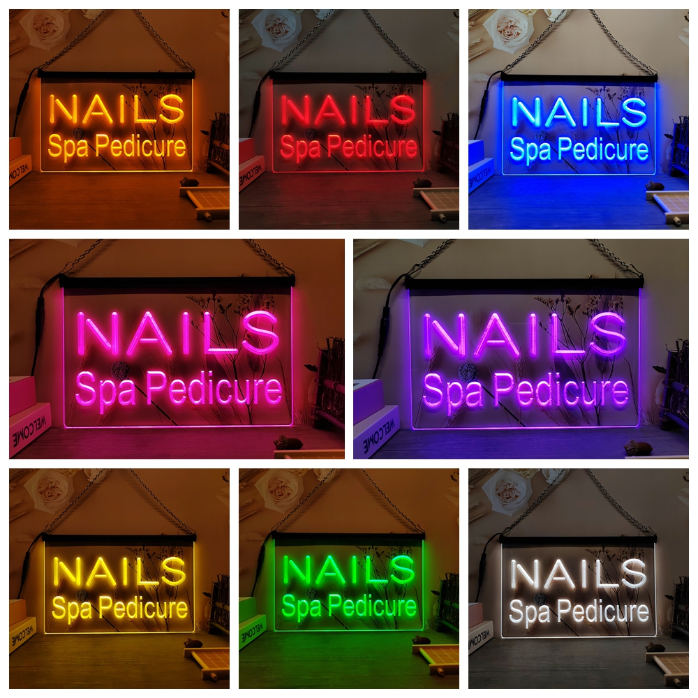 Nails Spa Pedicure Beauty Salon Vintage LED Neon Sign-Posters,3DCarving ...