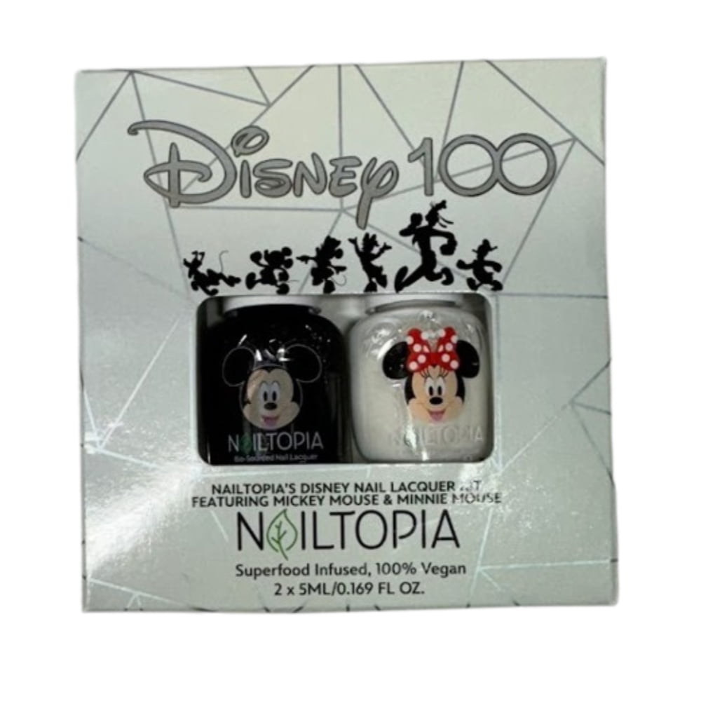 Nailtopia Mickey & Minnie Mouse Nail Polish Disney 100 Set New Black ...