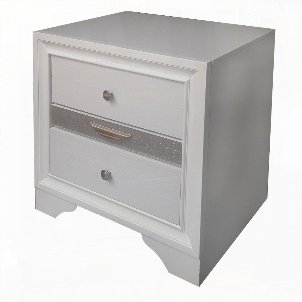 Naima White Chic Nightstand with 2 Drawers & Jewelry Storage - Walmart.com