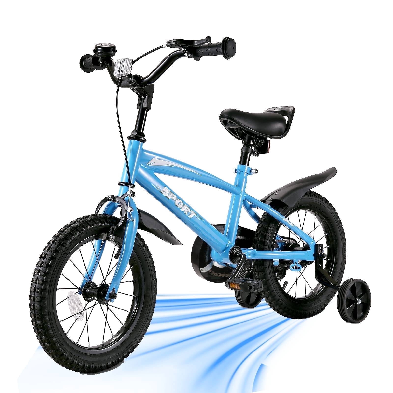 Naipo 14 Inch Kids Bike Girls and Boys Blue Bike with Removable ...