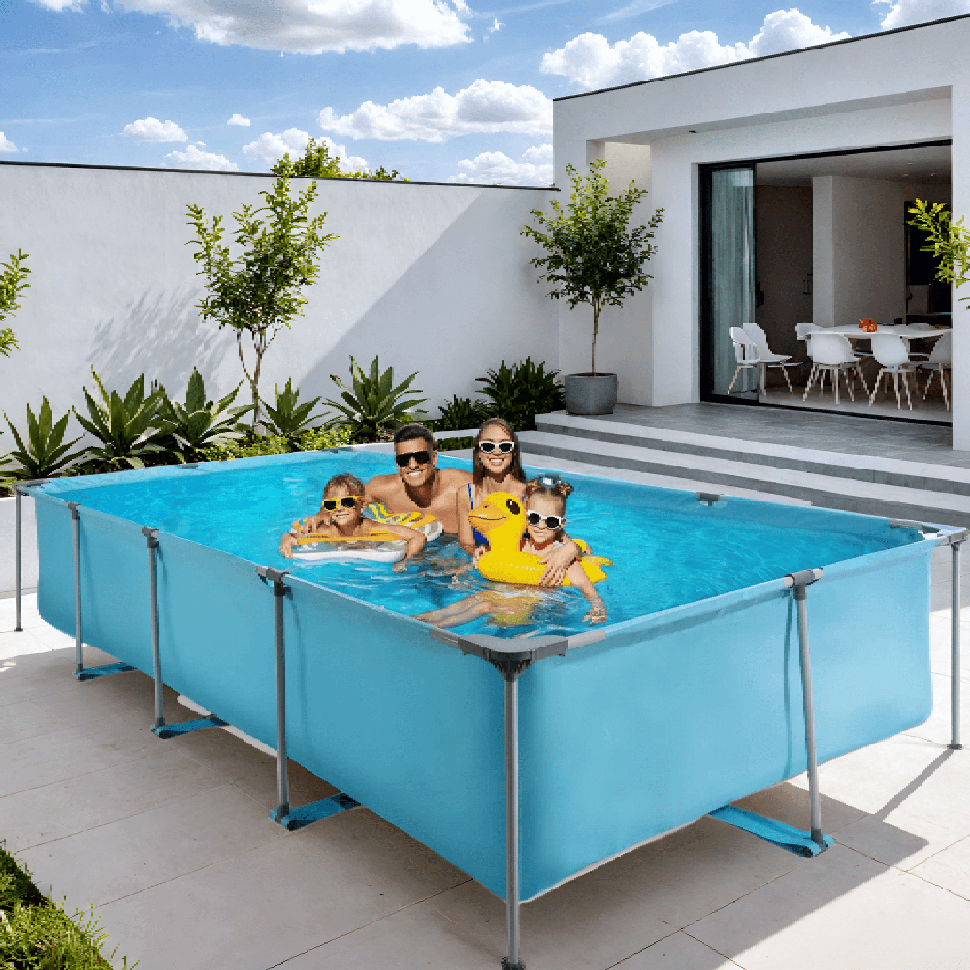 Naipo 15FT Above Ground Swimming Pool for Backyard Large Steel Frame ...