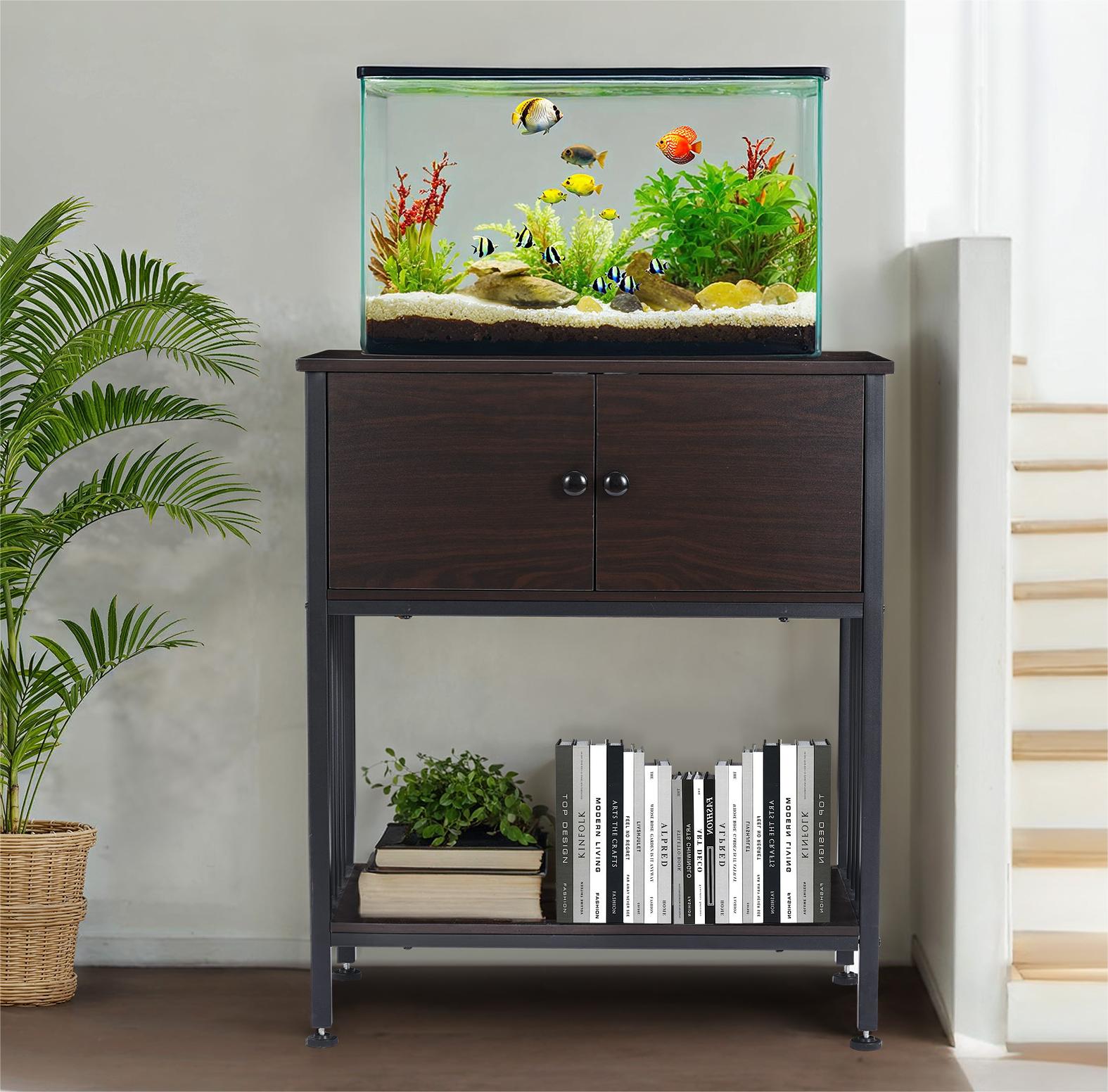 SPRING PARK Hanging Fish Tank Bowl with Stand Creative Small Table ...