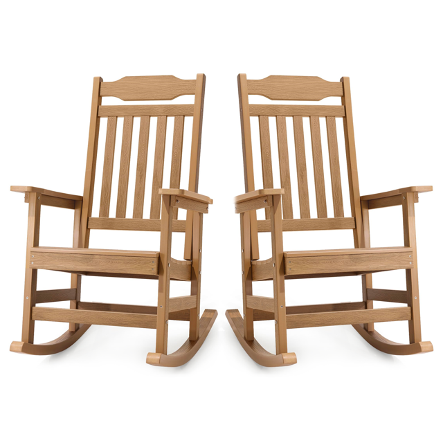 Naipo 2PCS Outdoor Rocking Chair, Patio Rocking Chair All-Weather ...