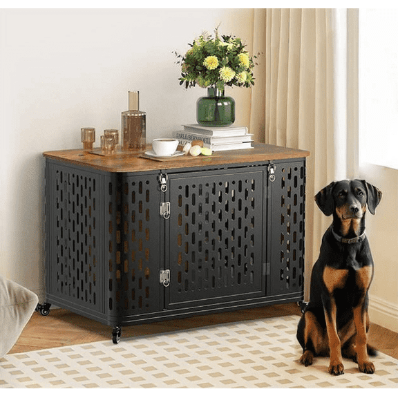 Dkelincs Heavy Duty XL Dog Kennel 4'x4'x4.4', Indoor/Outdoor Metal Cage ...