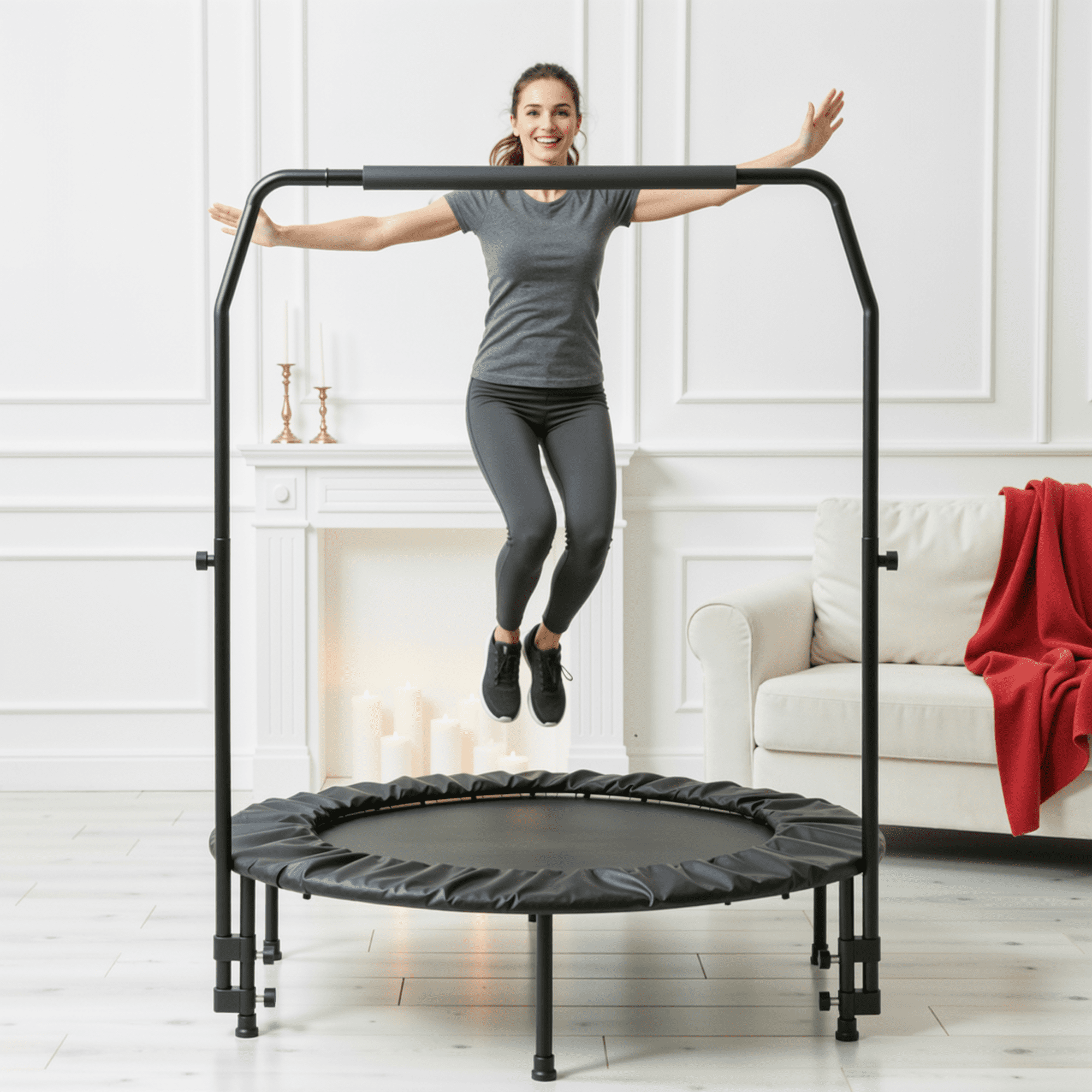 Naipo 40in Fitness Trampoline for Adult Adjustable Handle with 24 ...